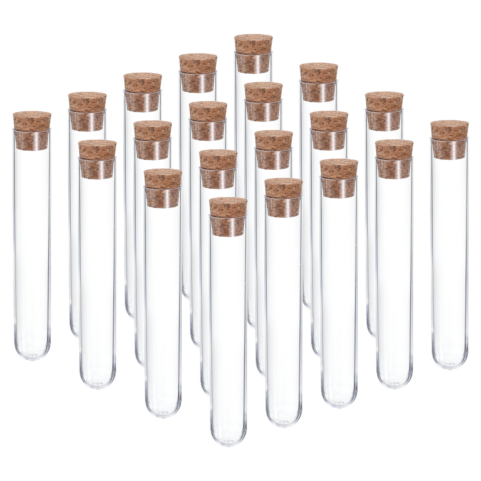 Uxcell 10ml Plastic Test Tubes with Cork Stoppers, 20Pcs 100x16mm Tubes ...