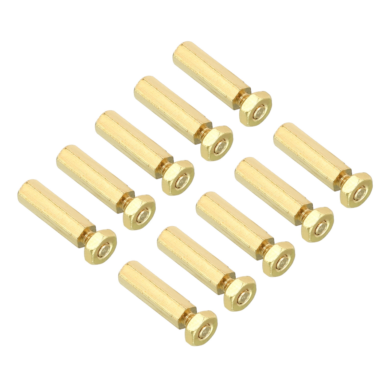 Uxcell 10mm+3mm M2 Standoff Screws 100 Pack Brass Hex Standoffs Nuts ...