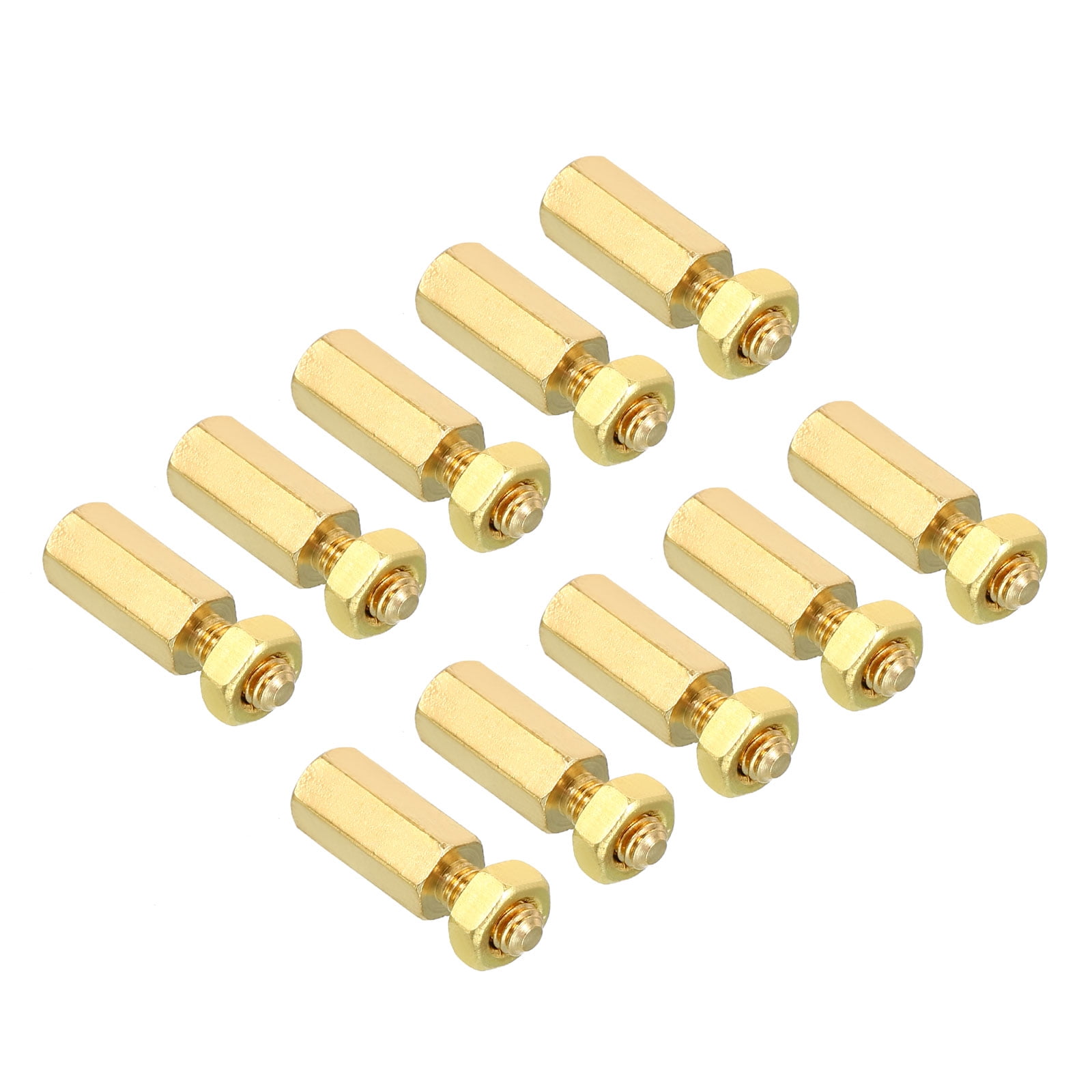 Uxcell 10mm+6mm M3 Standoff Screws 40 Pack Brass Hex Standoffs Nuts ...
