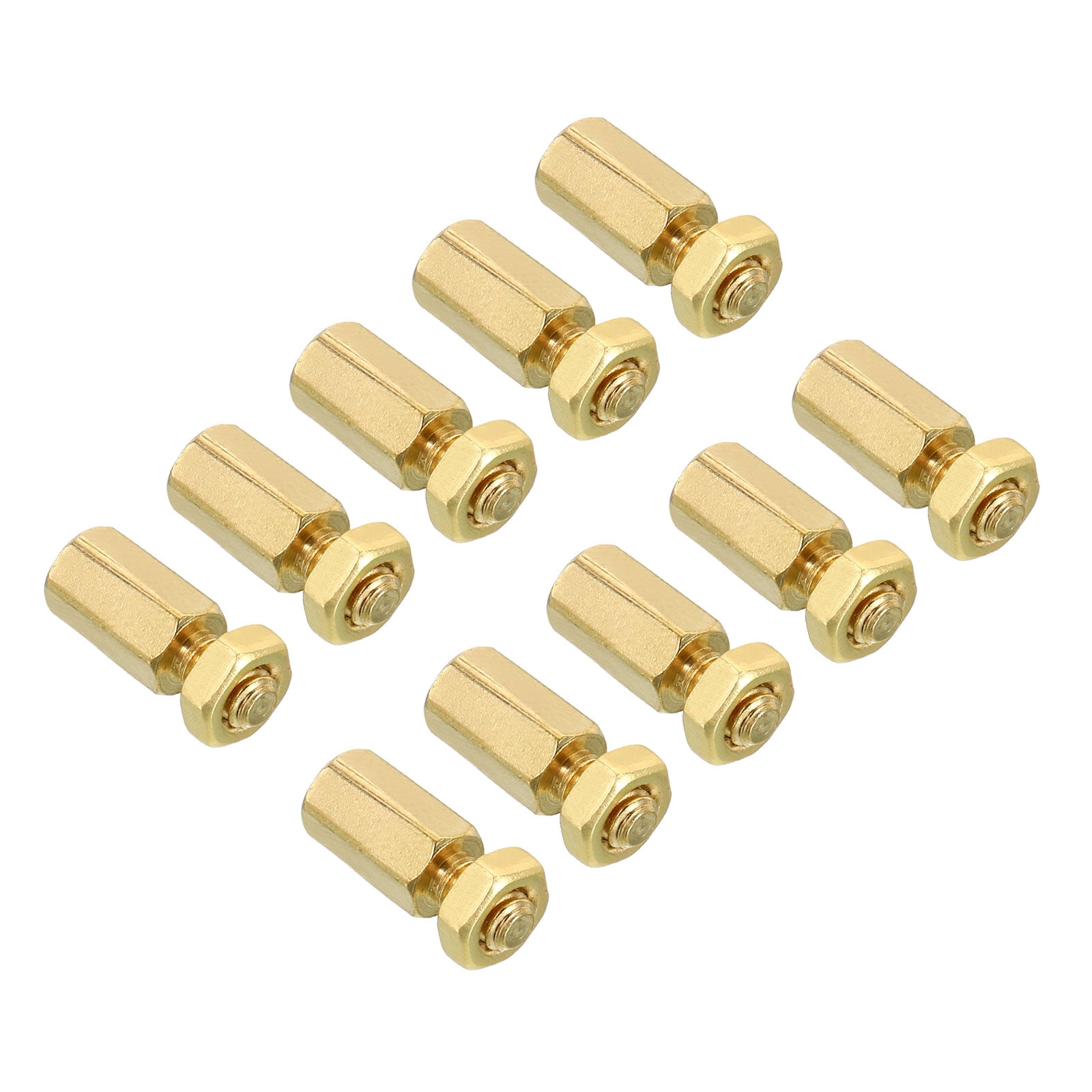 Uxcell 10mm+6mm M4 Standoff Screws 40 Pack Brass Hex Standoffs Nuts ...