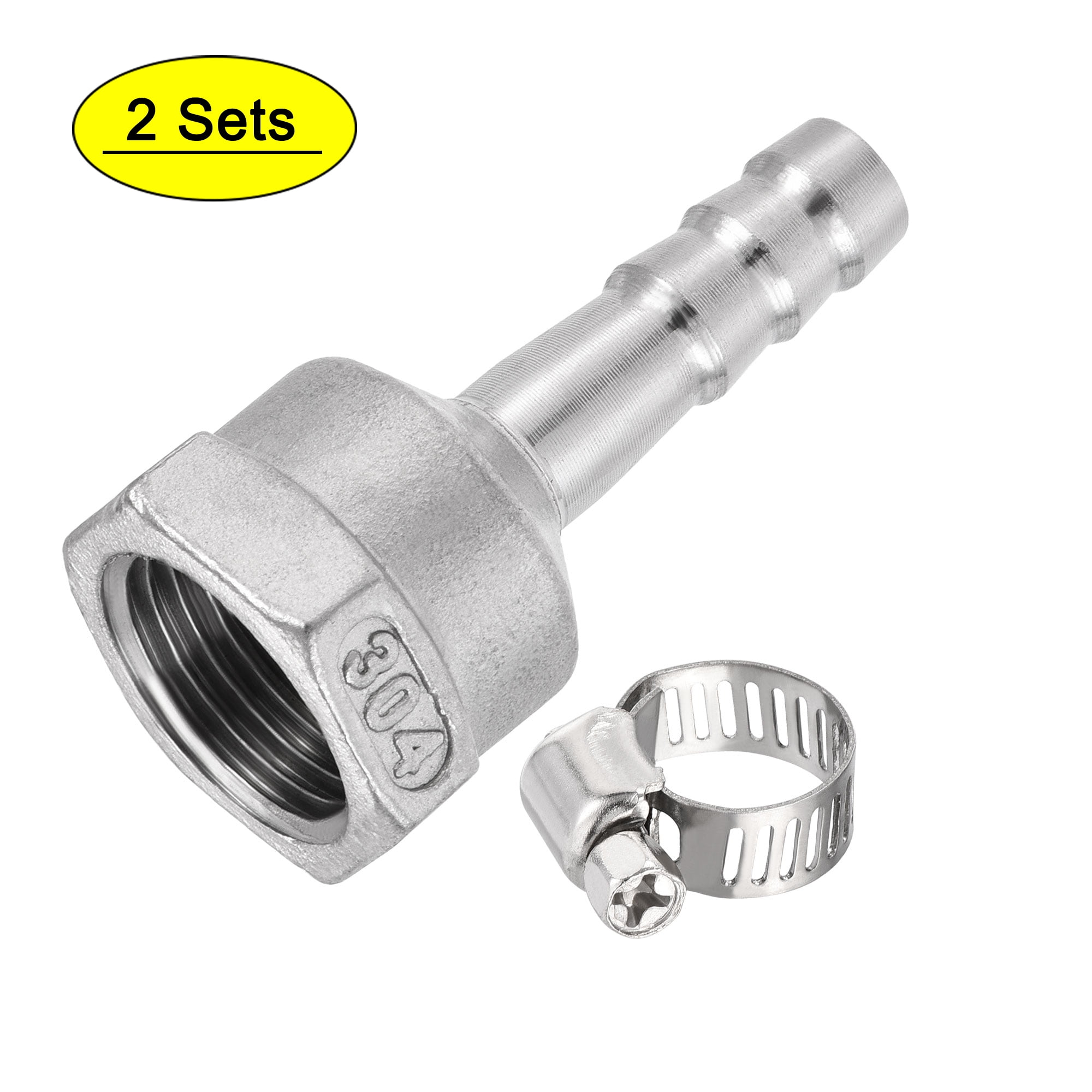 Uxcell 10mm Barb x 1/2PT Female Barb Hose Fitting Stainless Steel with ...