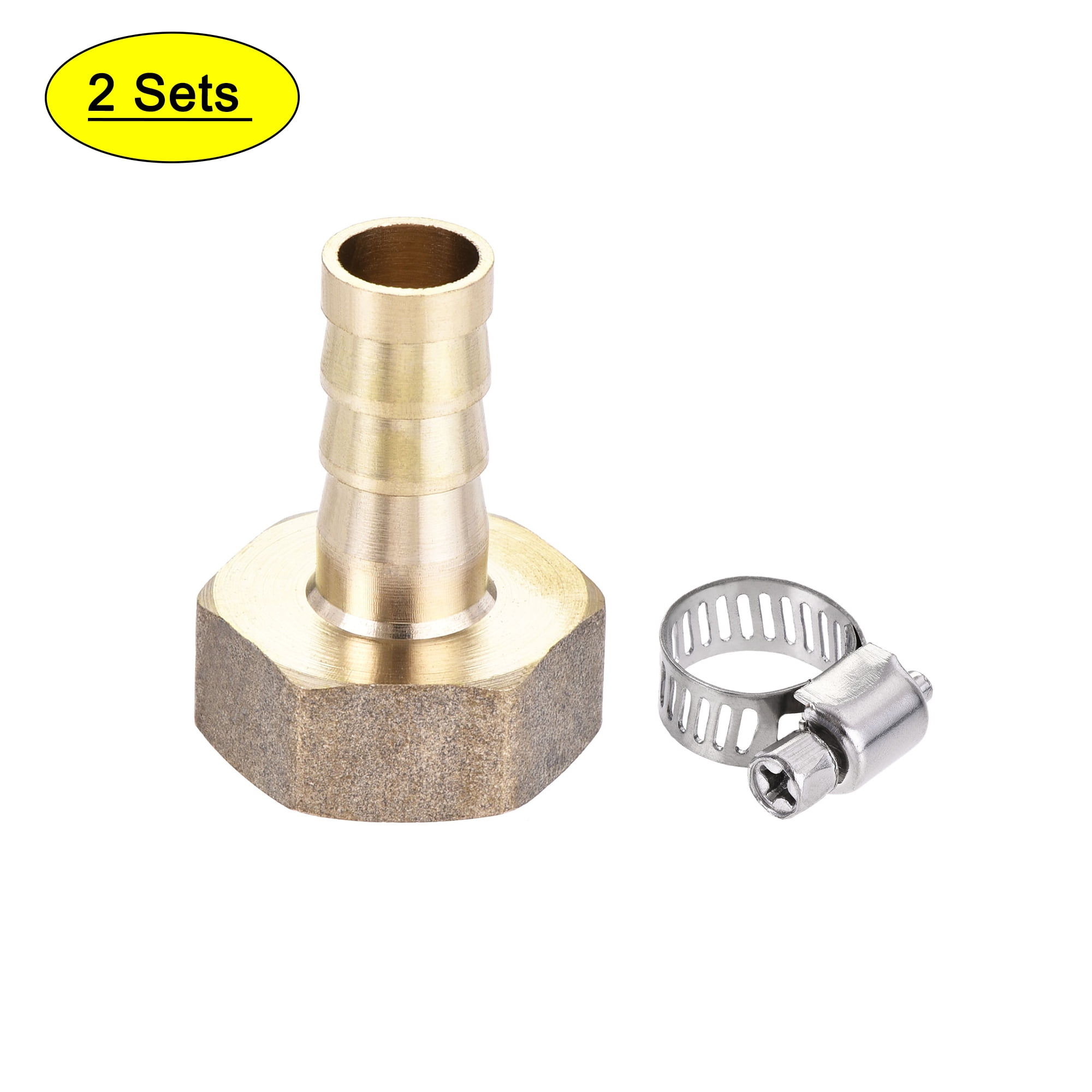Uxcell 10mm Barbed x G1/2 Female Barb Hose Fitting Brass with Hose ...