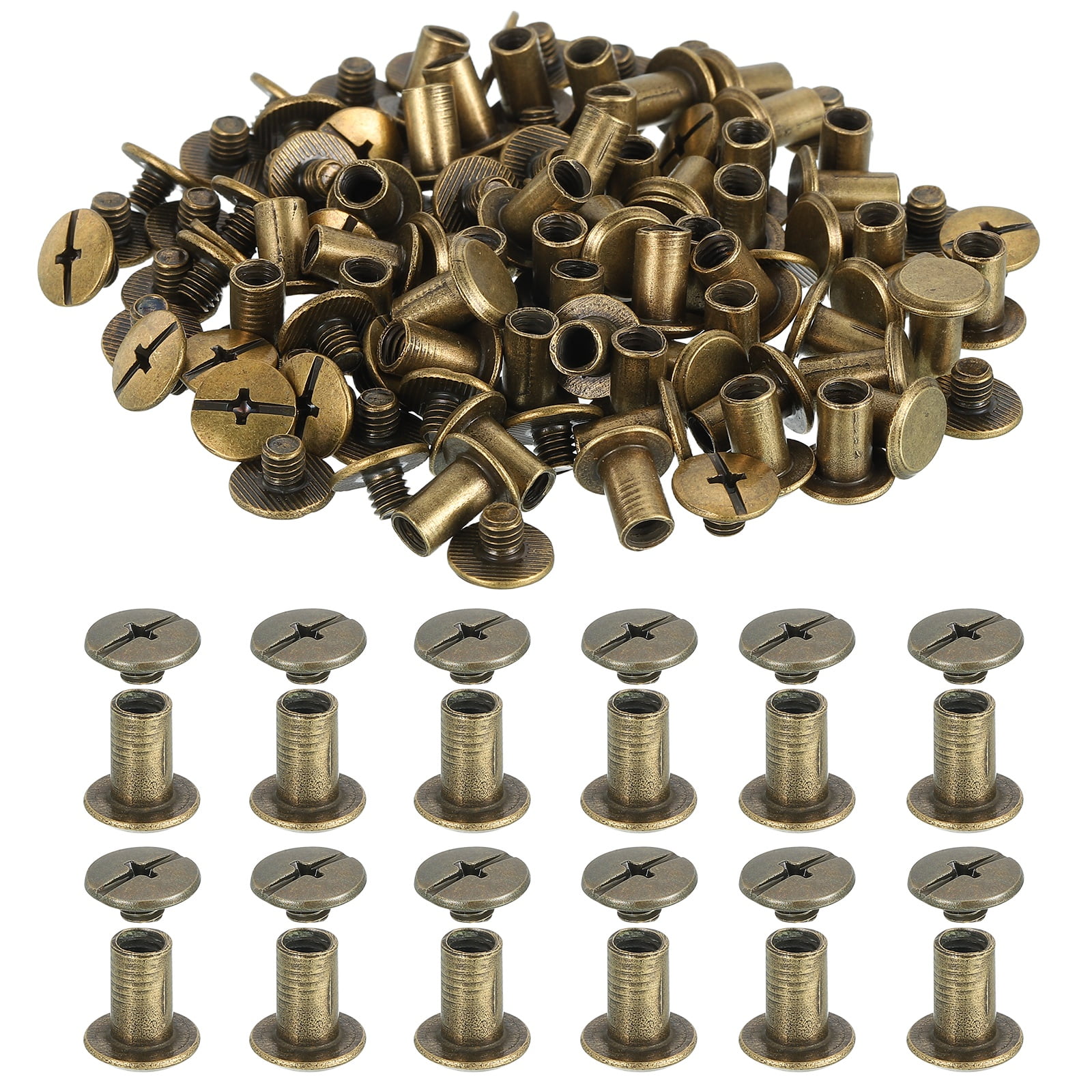 Uxcell 10mm Chicago Screws Leather Rivets, 60 Set Leather Rivets Nail ...