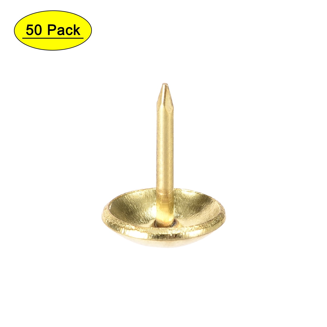 Uxcell 10mm Dia 11mm Height Gold Tone Round Thumb Nail Tacks 50 Pack ...
