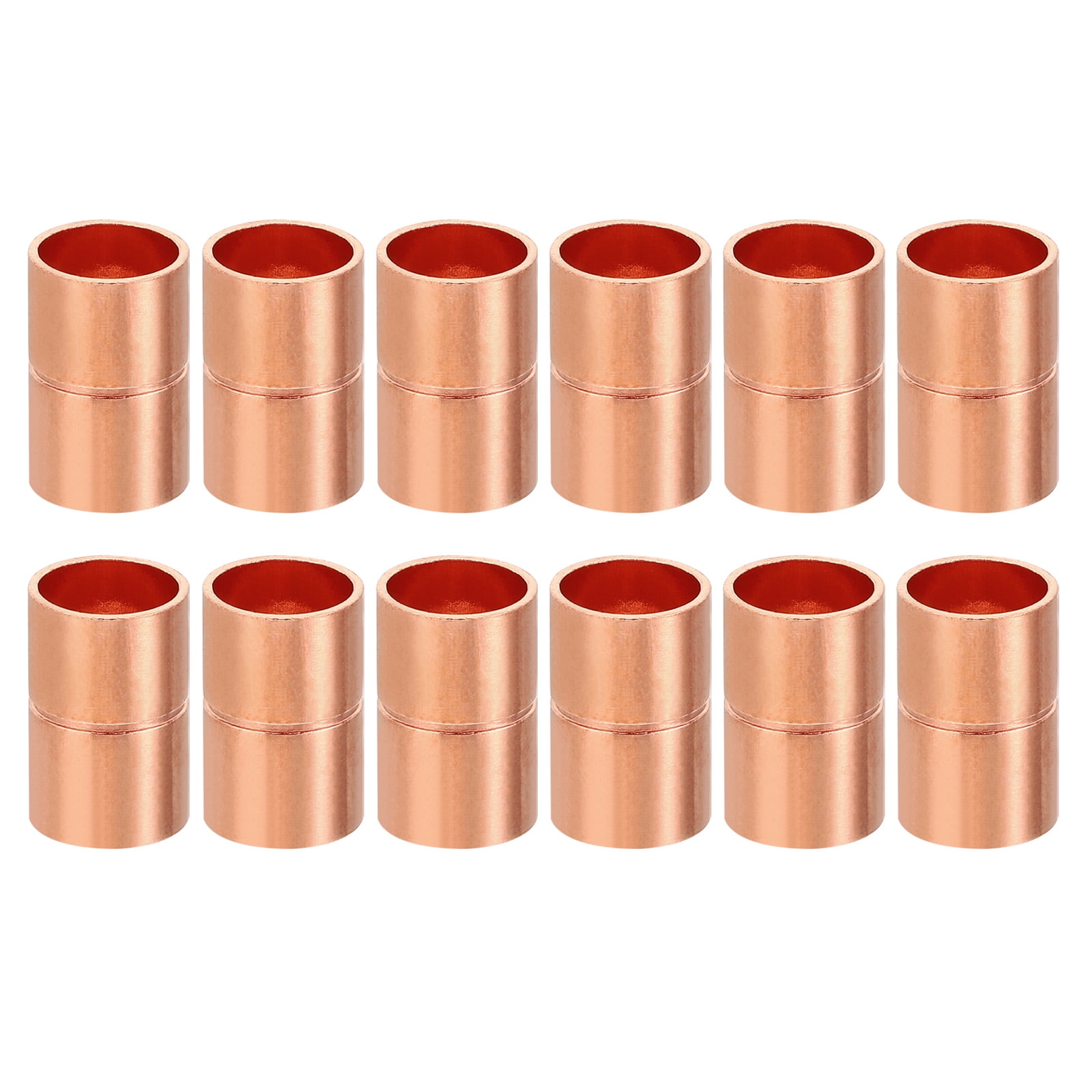 Uxcell 10mm ID Copper Coupling Fittings, 12 Pcs Rolled Tube Stop ...