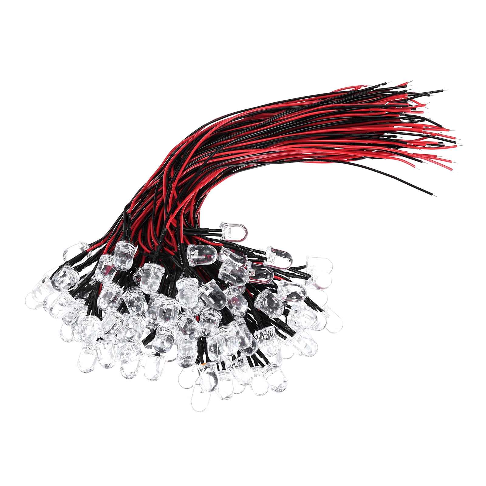Uxcell 10mm LED Diode Light, 100 Pcs 3V DC Pre Wired Mini LED Lights ...