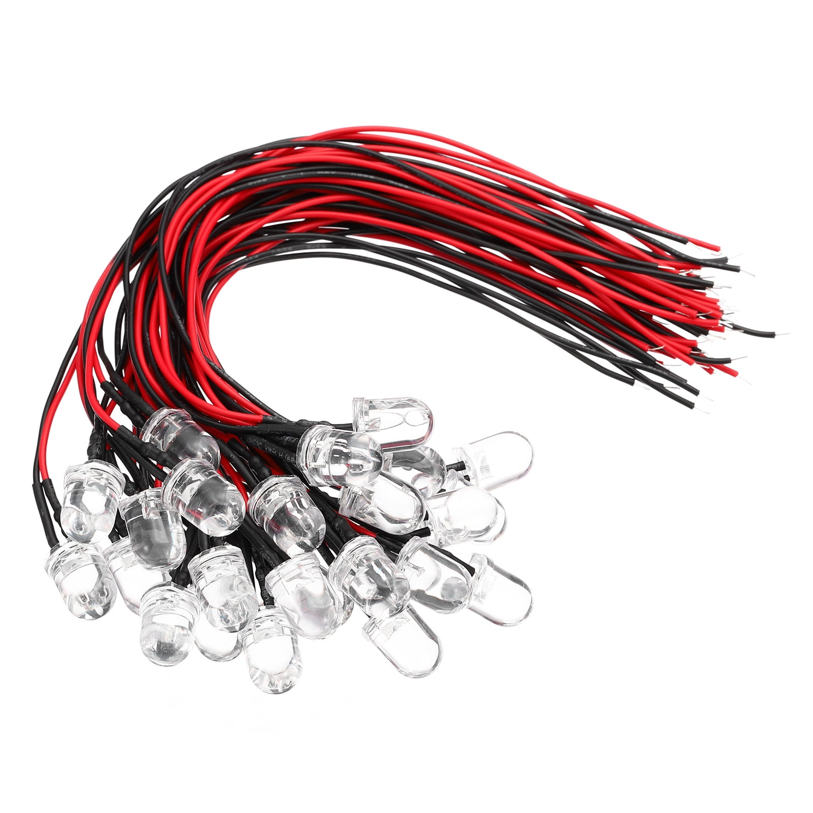 Uxcell 10mm LED Light Emitting Diodes, 30 Pcs 12V DC Pre Wired Mini LED ...