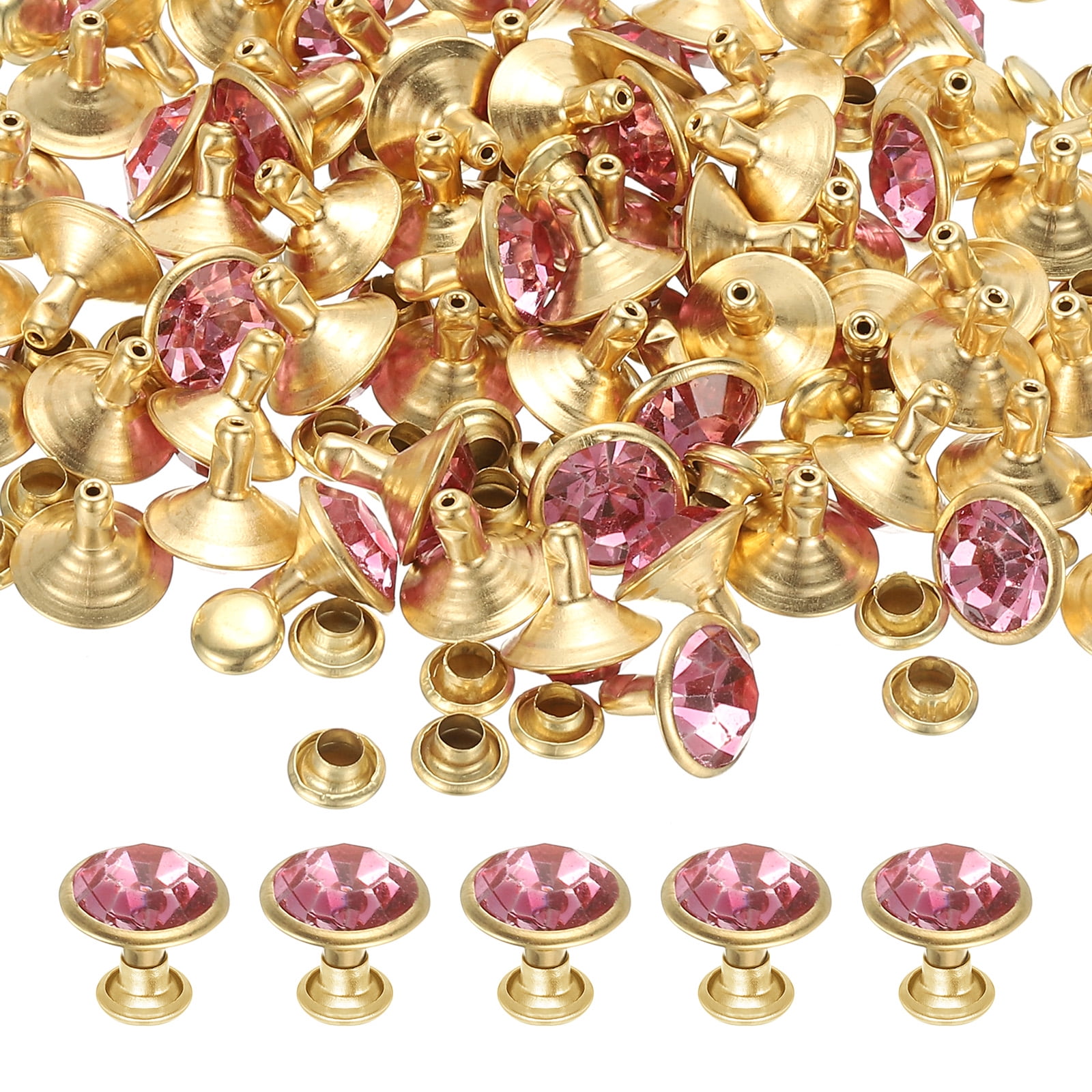 Uxcell 10mm Leather Rivets, 70 Sets Rhinestone Rivet Studs Double Cap ...