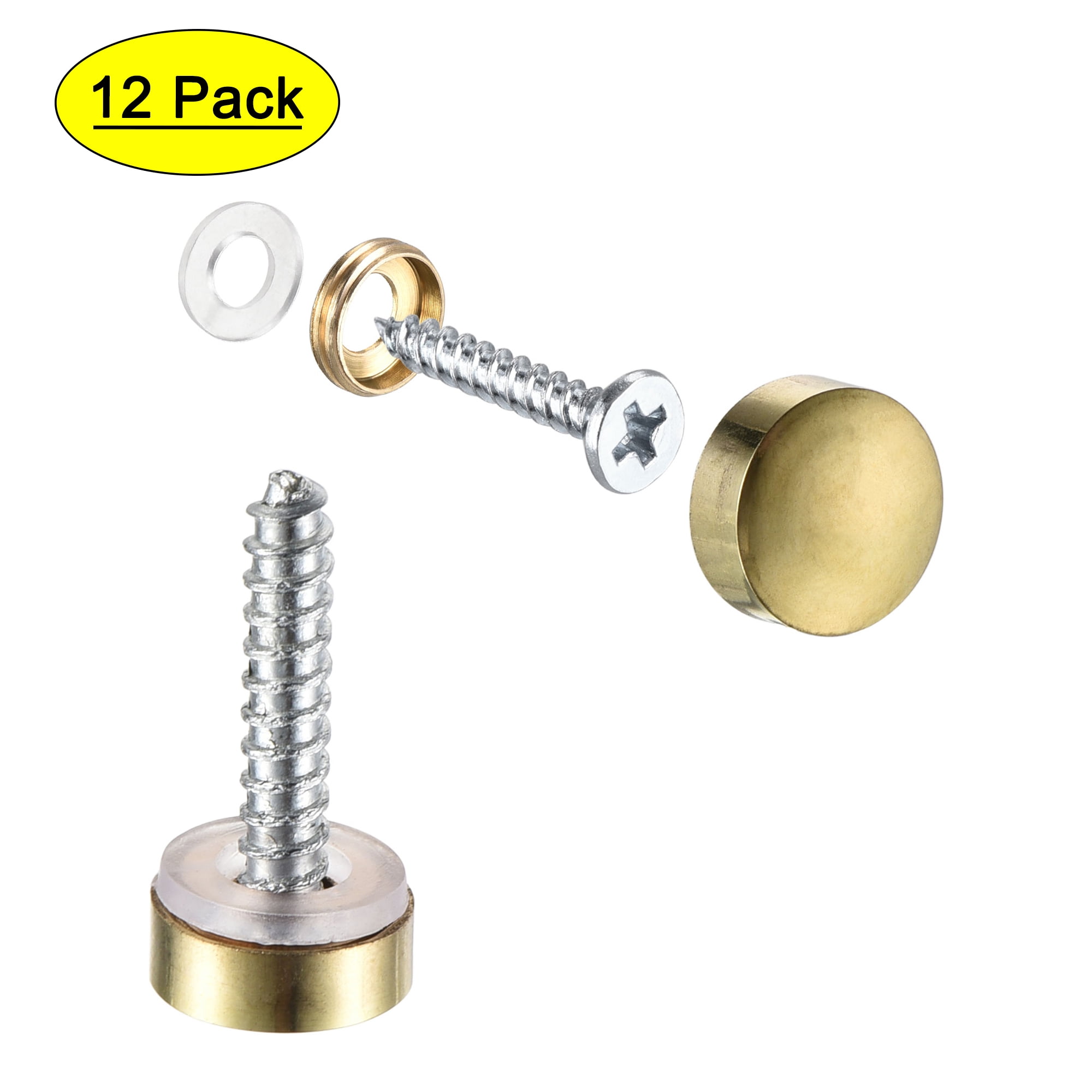 Uxcell 10mm Mirror Screws Silver Tone Polishing 304 Stainless Steel 12 ...