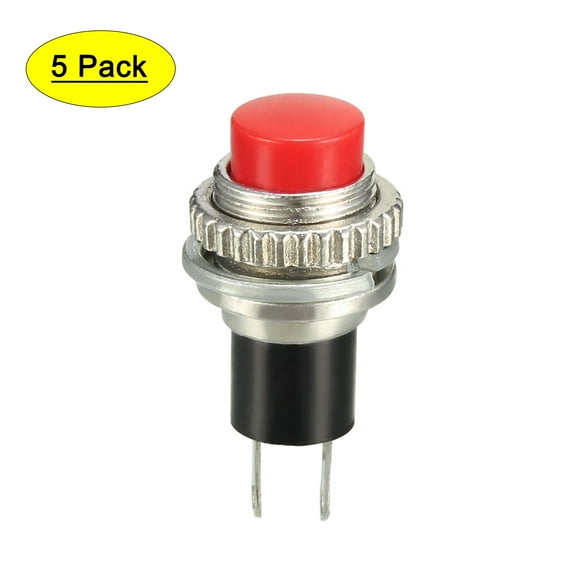 Uxcell 10mm Mounting Hole Red Momentary Push Button Switch SPST NO 5 ...