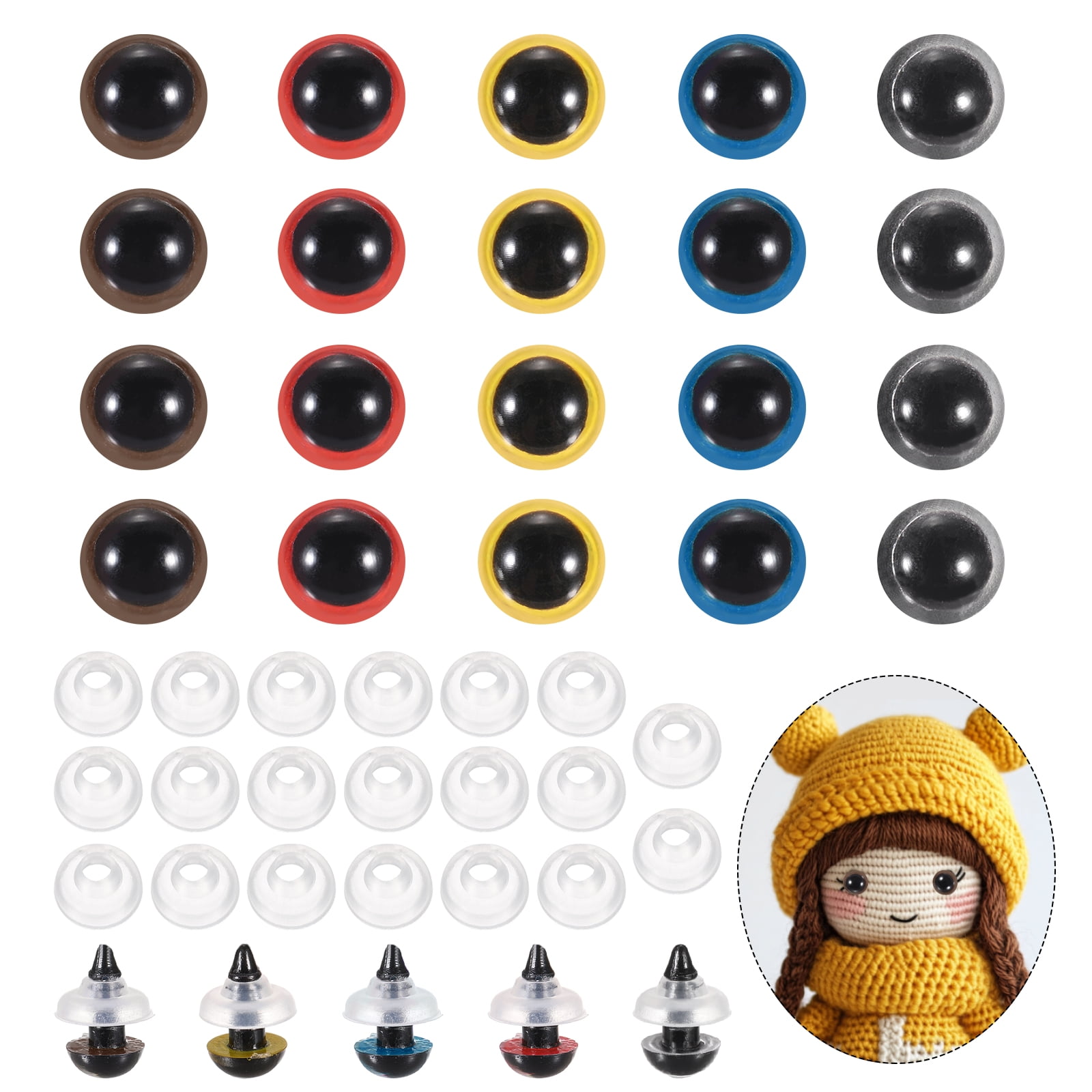 Uxcell 10mm Safety Eyes, 20Pcs Realistic Doll Crocheting Safety Eyes ...