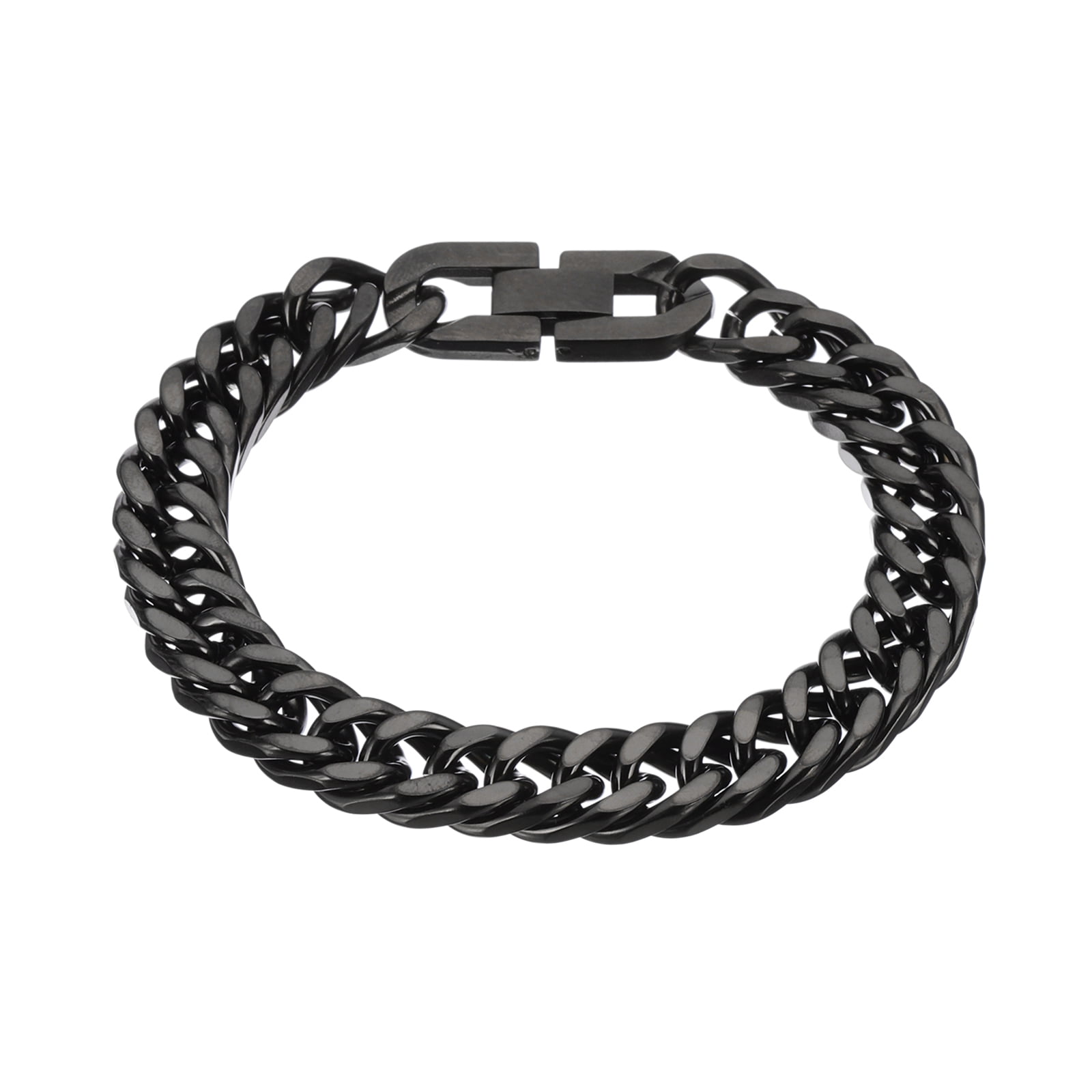 Uxcell 10mm Width Cuban Link Chain Bracelets, 23cm Length Stainless ...
