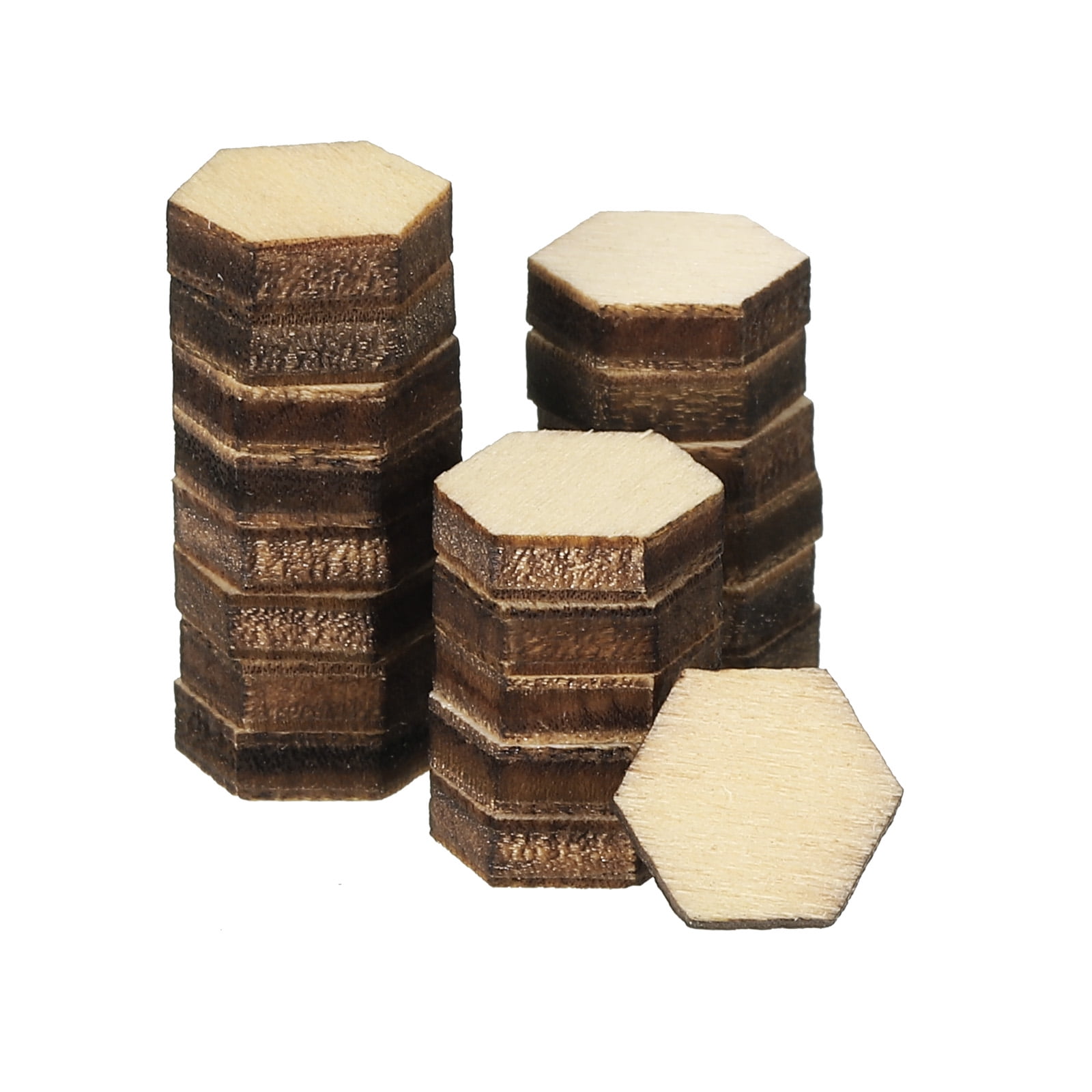Uxcell 10mm Wood Pieces, 200 Pack Unfinished Hexagonal Wood Shapes ...