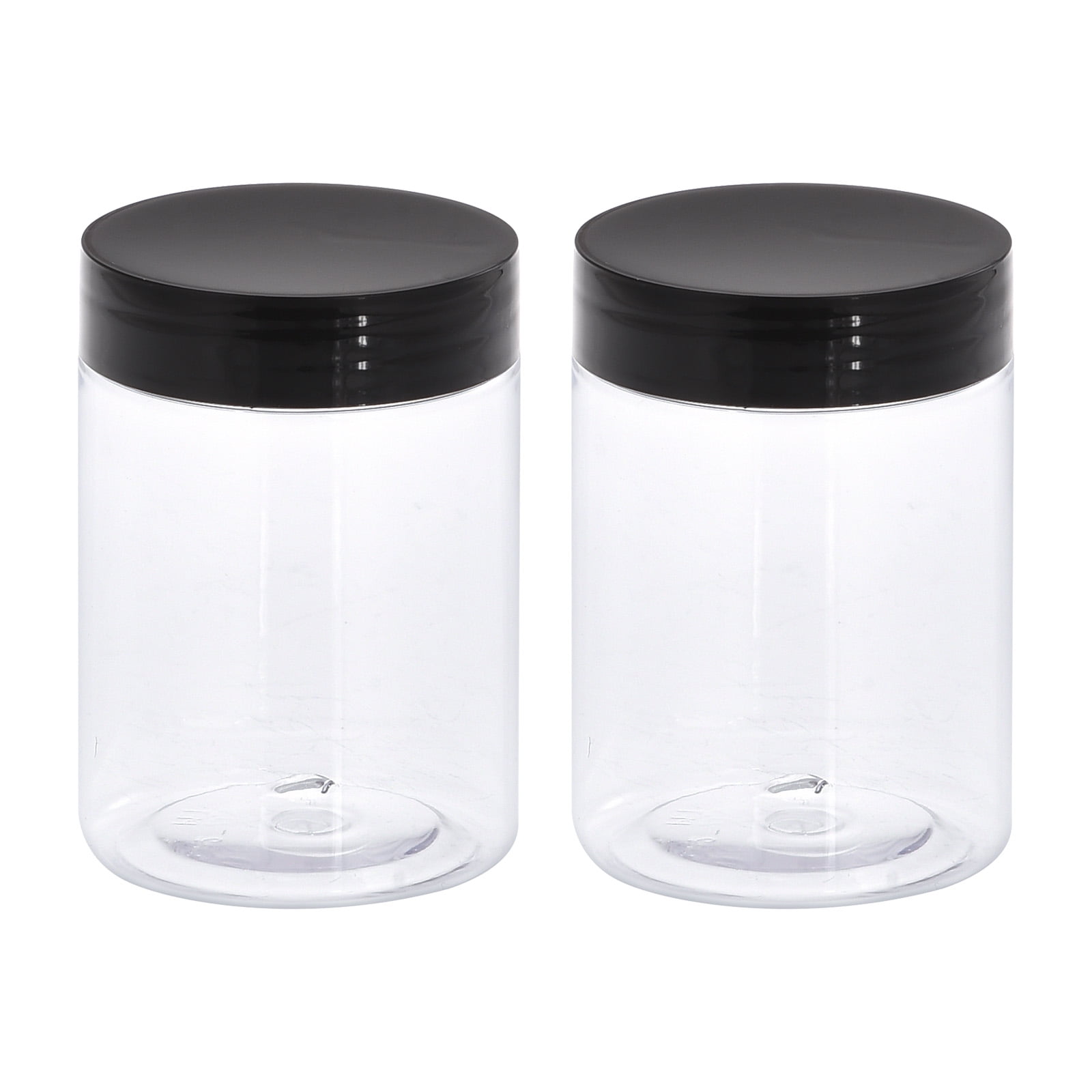 Uxcell 10oz/ 300ml Round Plastic Jars with Black Screw Top Lid for ...