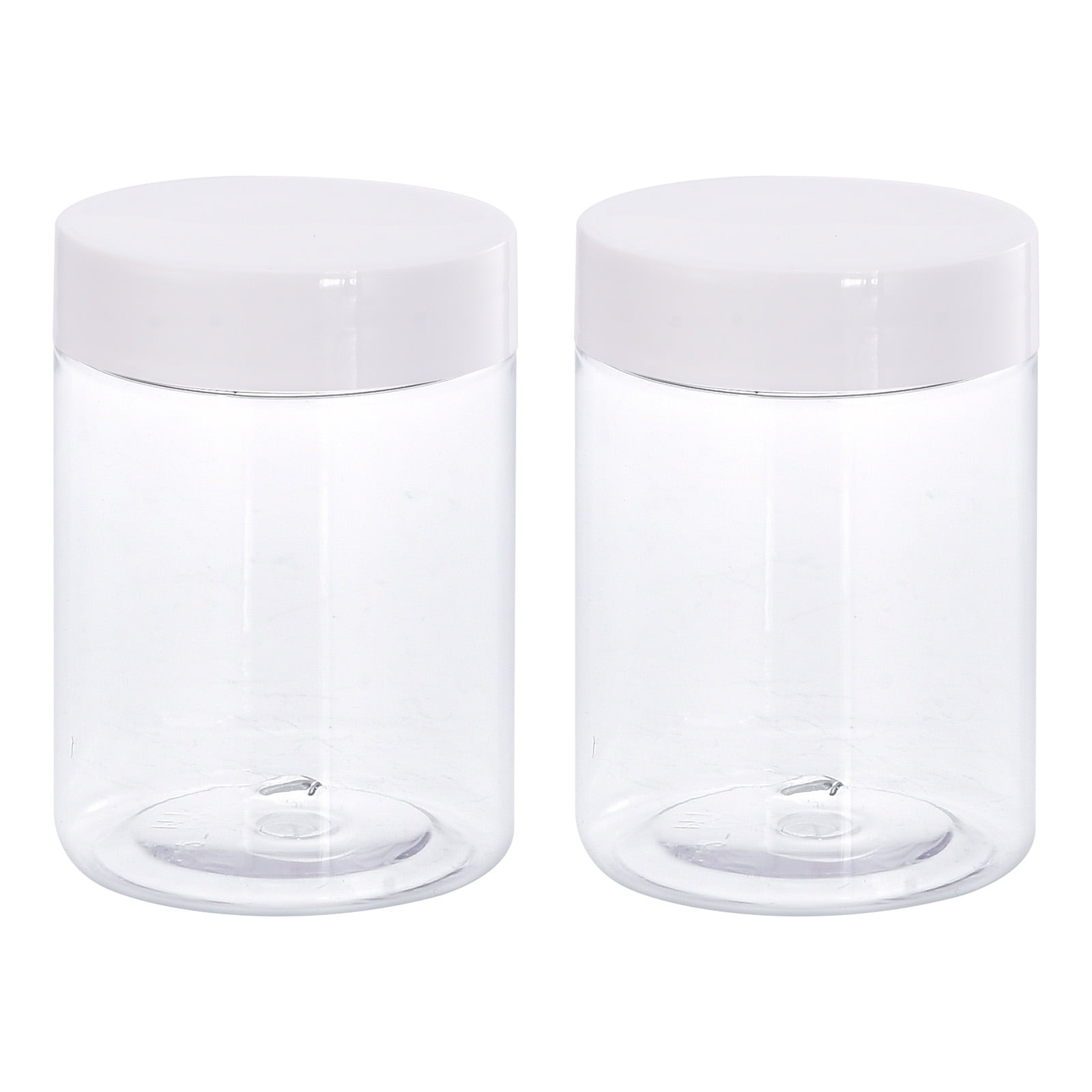 Uxcell 10oz/ 300ml Round Plastic Jars with White Screw Top Lid for ...