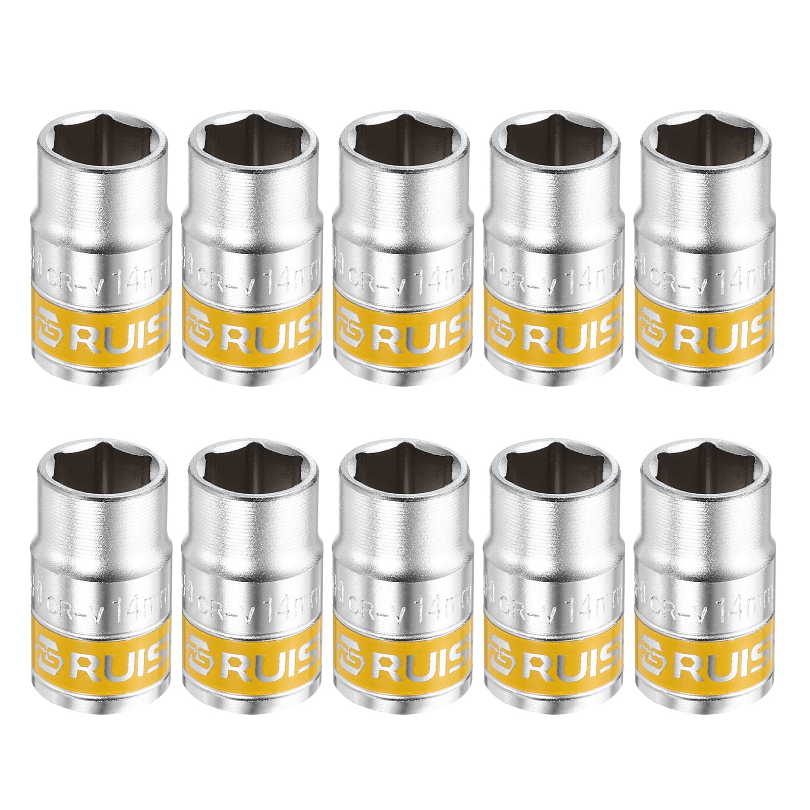 Uxcell 10pcs 1/2" Drive 6 Points Socket 14mm CR-V Metric Shallow Impact ...
