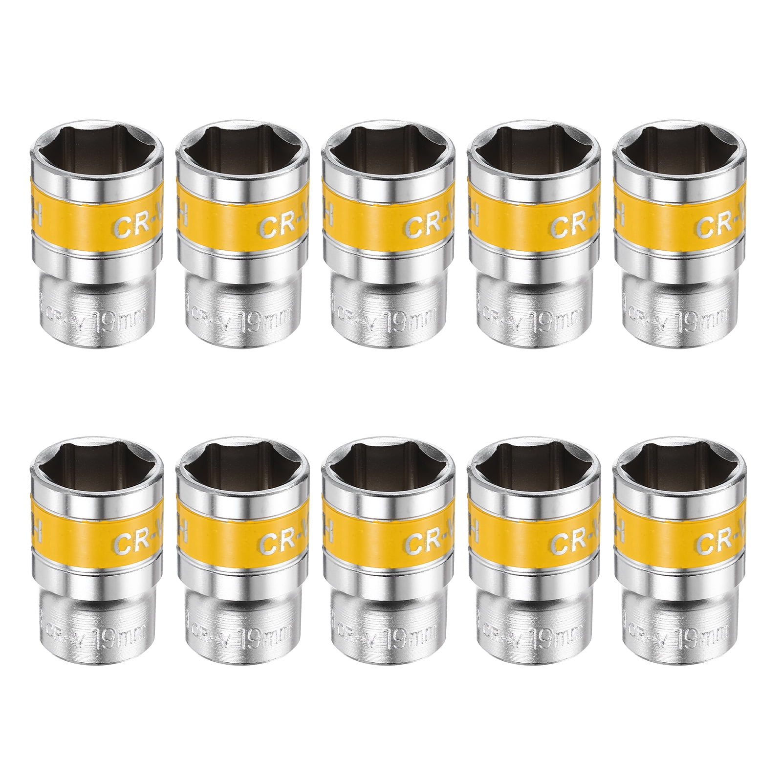 Uxcell 10pcs 1/2" Drive 6 Points Socket 19mm CR-V Metric Shallow Impact ...