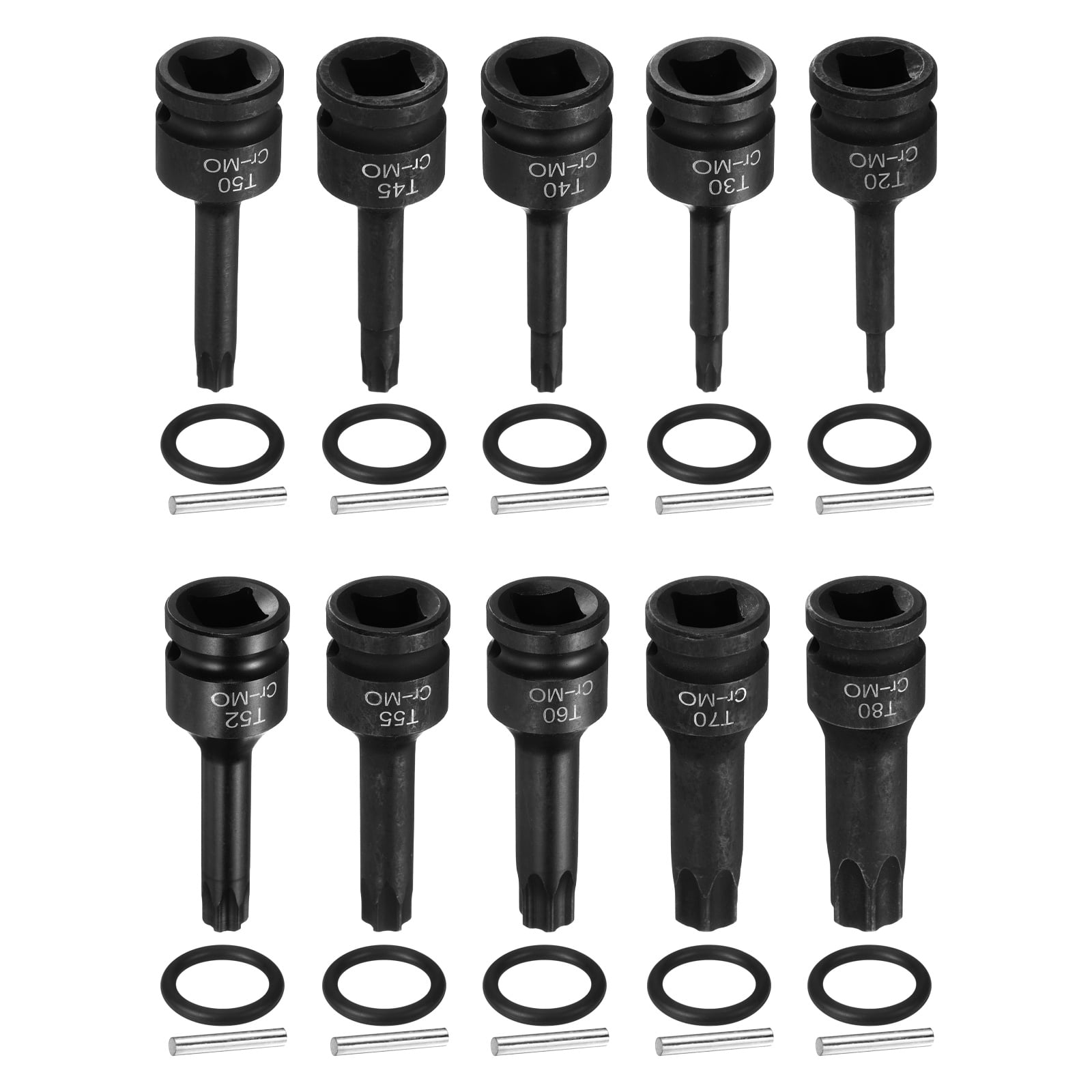 Uxcell 10pcs 1/2" Drive Torx Bit Socket Set T20/T30/T40/T45/T50/T52/T55/T60/T70/T80 Impact 6 ...
