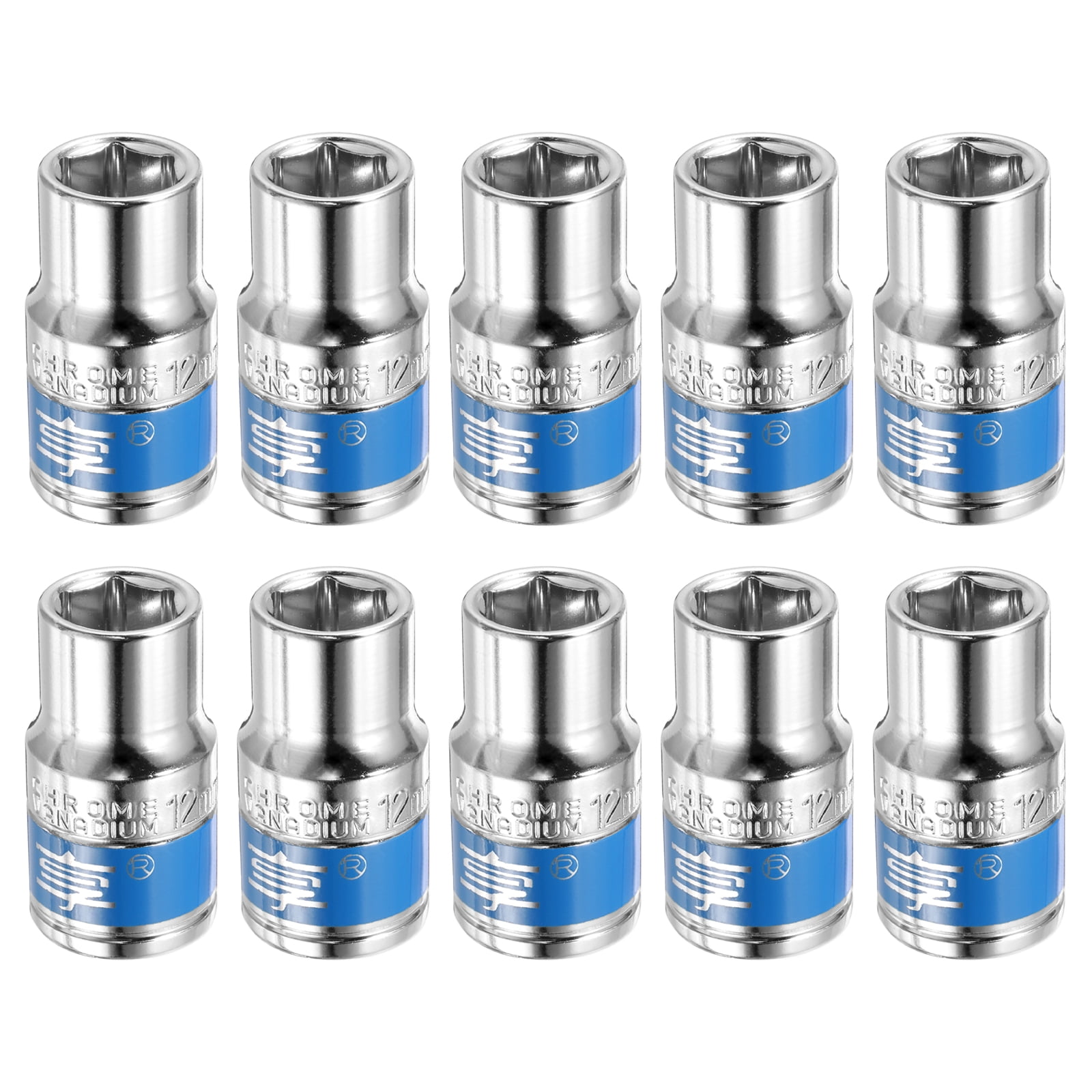 Uxcell 10pcs 1/2 Inch Drive 6-Point Socket 12mm CR-V Metric Shallow ...