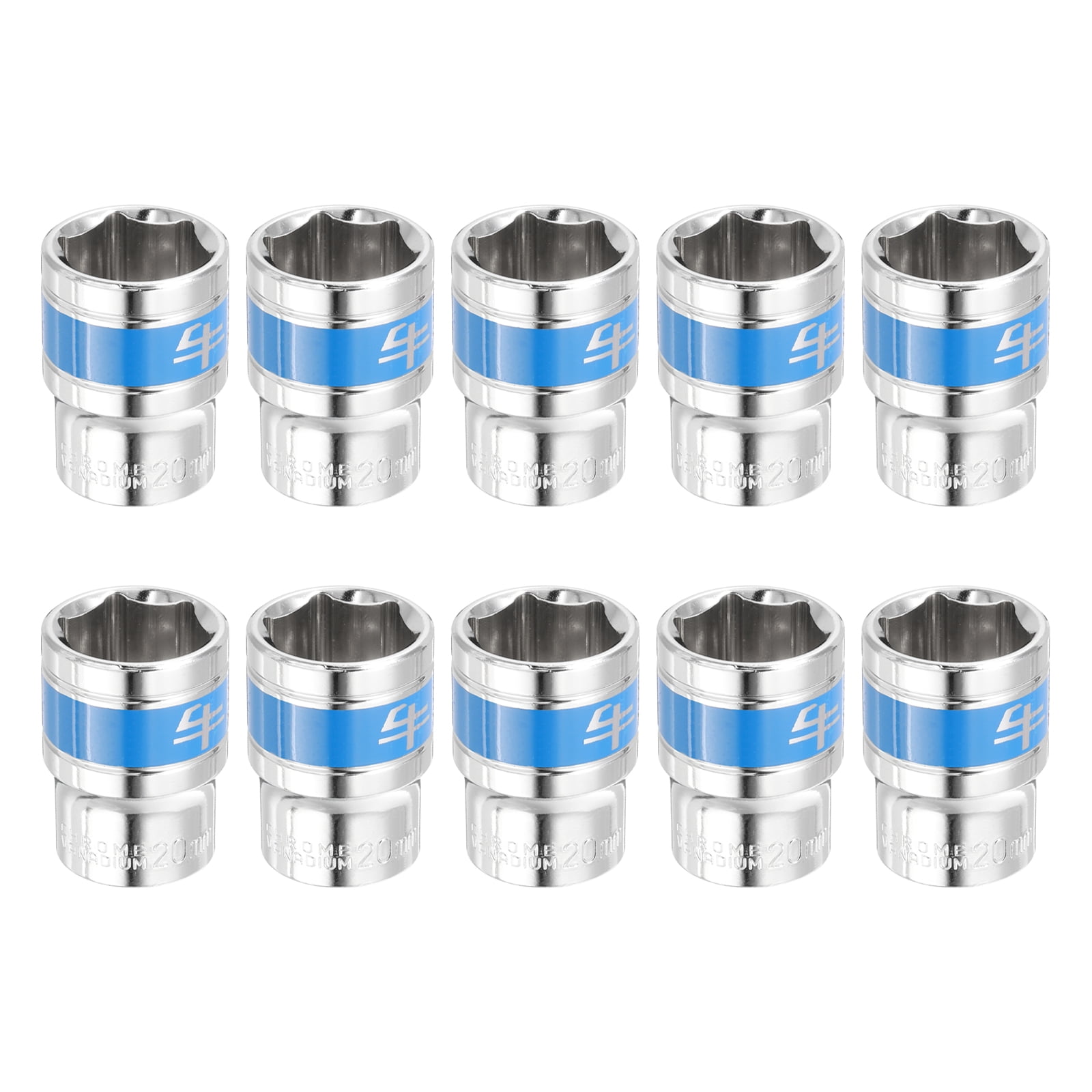 Uxcell 10pcs 1/2 Inch Drive 6-Point Socket 20mm CR-V Metric Shallow ...