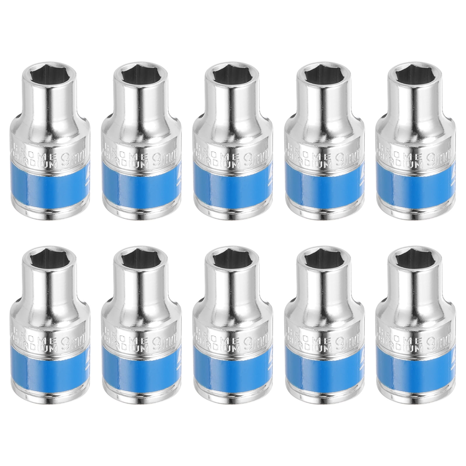 Uxcell 10pcs 1/2 Inch Drive 6-Point Socket 9mm CR-V Metric Shallow ...