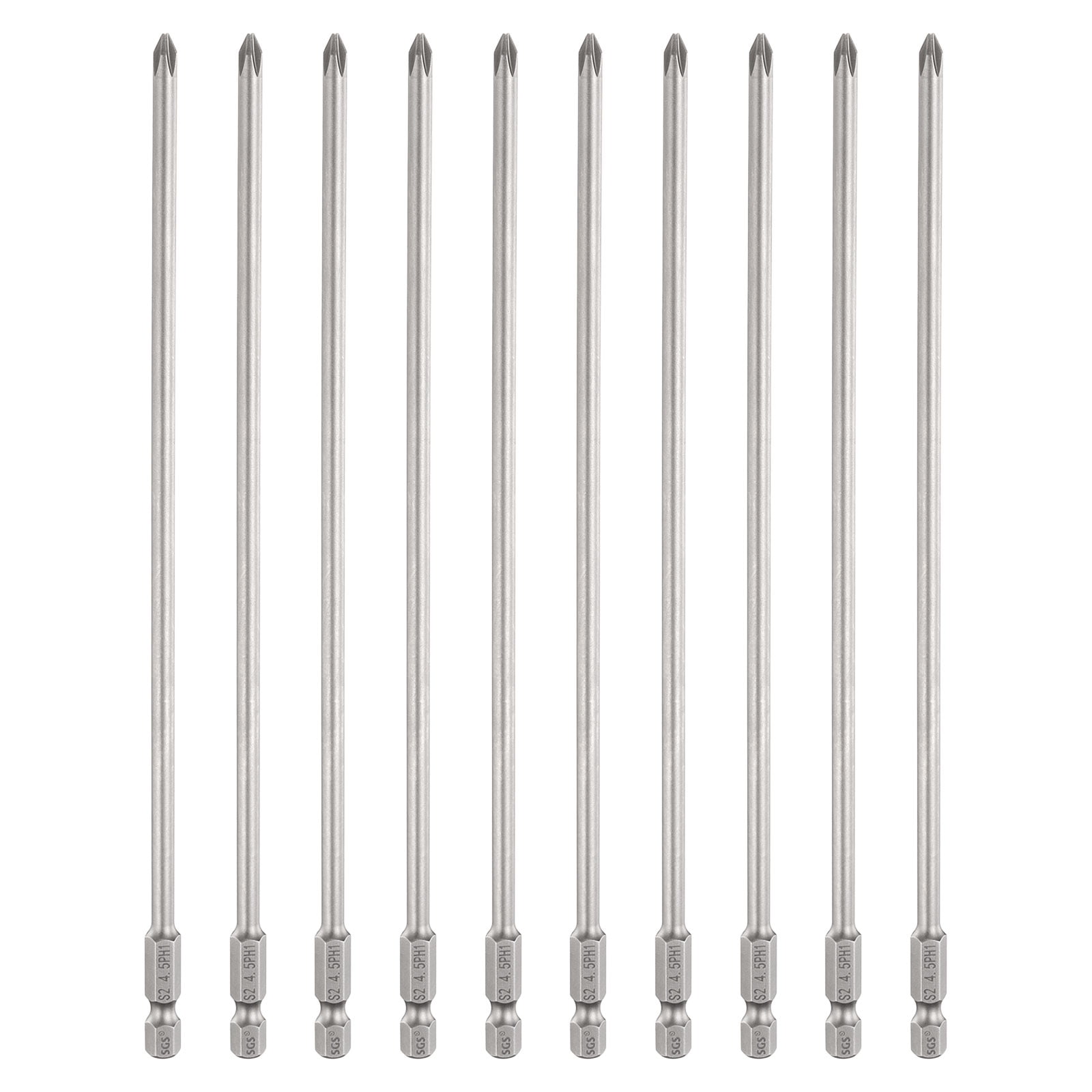 Uxcell 10pcs #1 Phillips Screwdriver Bit PH1 1/4" Hex Shank 8" (200mm) Long 0.18" Rod Magnetic ...