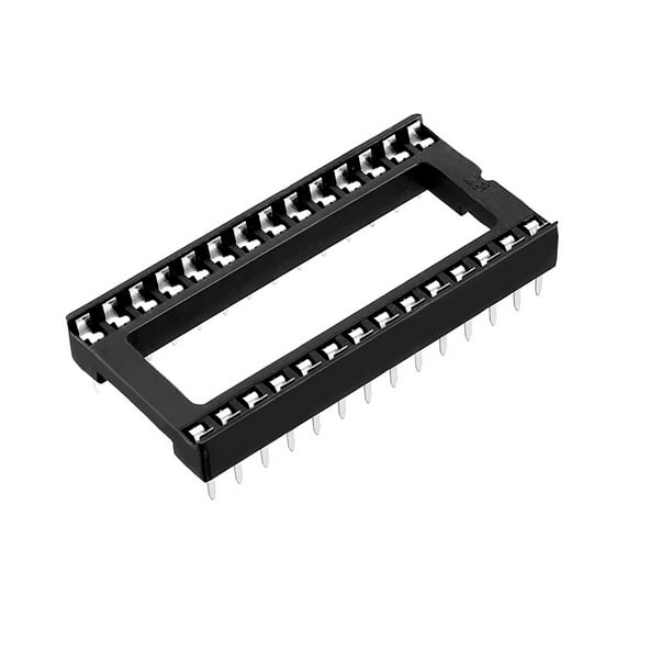 Uxcell 10pcs 15.24mm Row Pitch 2 Row 28 Flat Pins DIP IC Chip Socket ...
