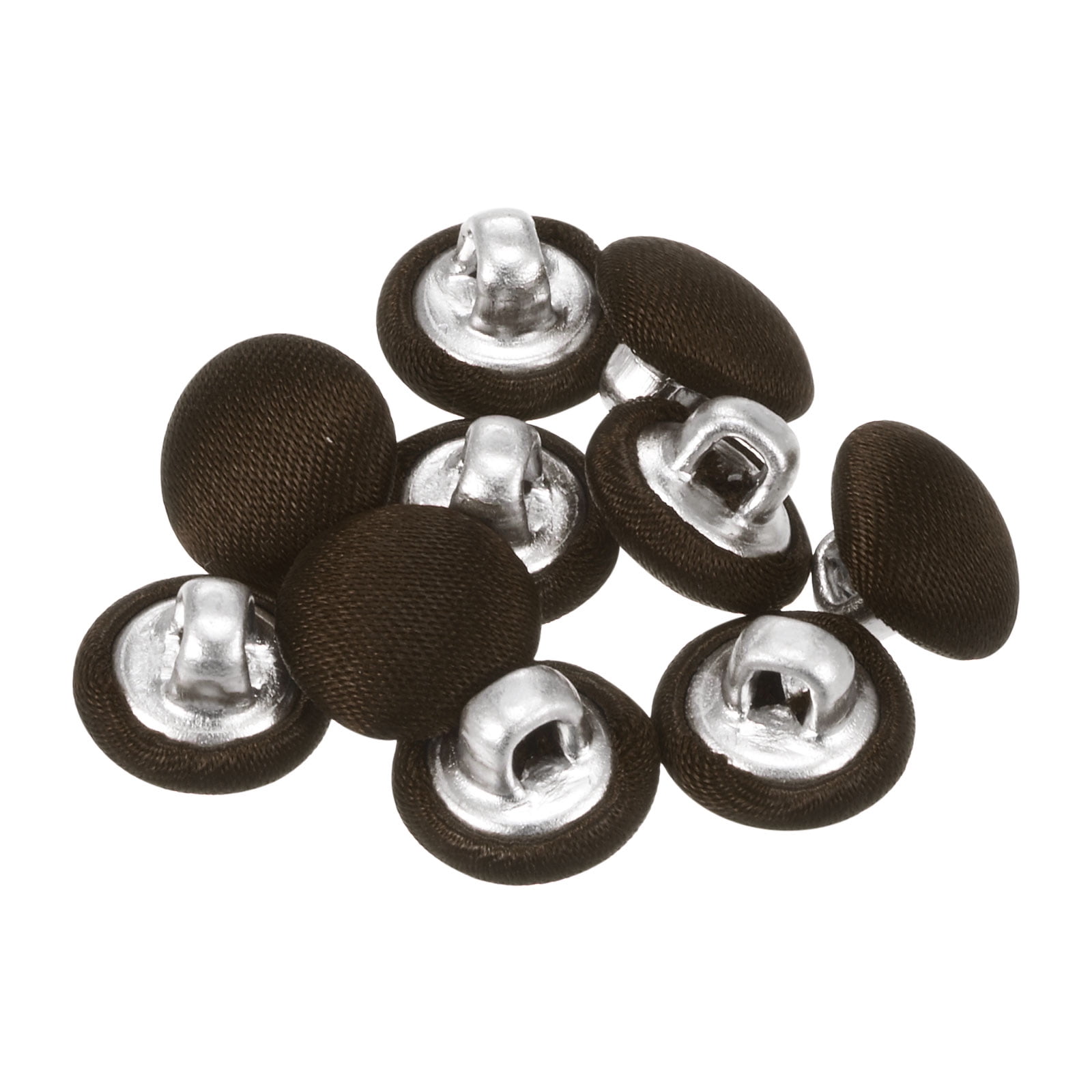 Uxcell 10pcs 16L Fabric Cloth Covered Button 10mm Metal Round Sewing ...