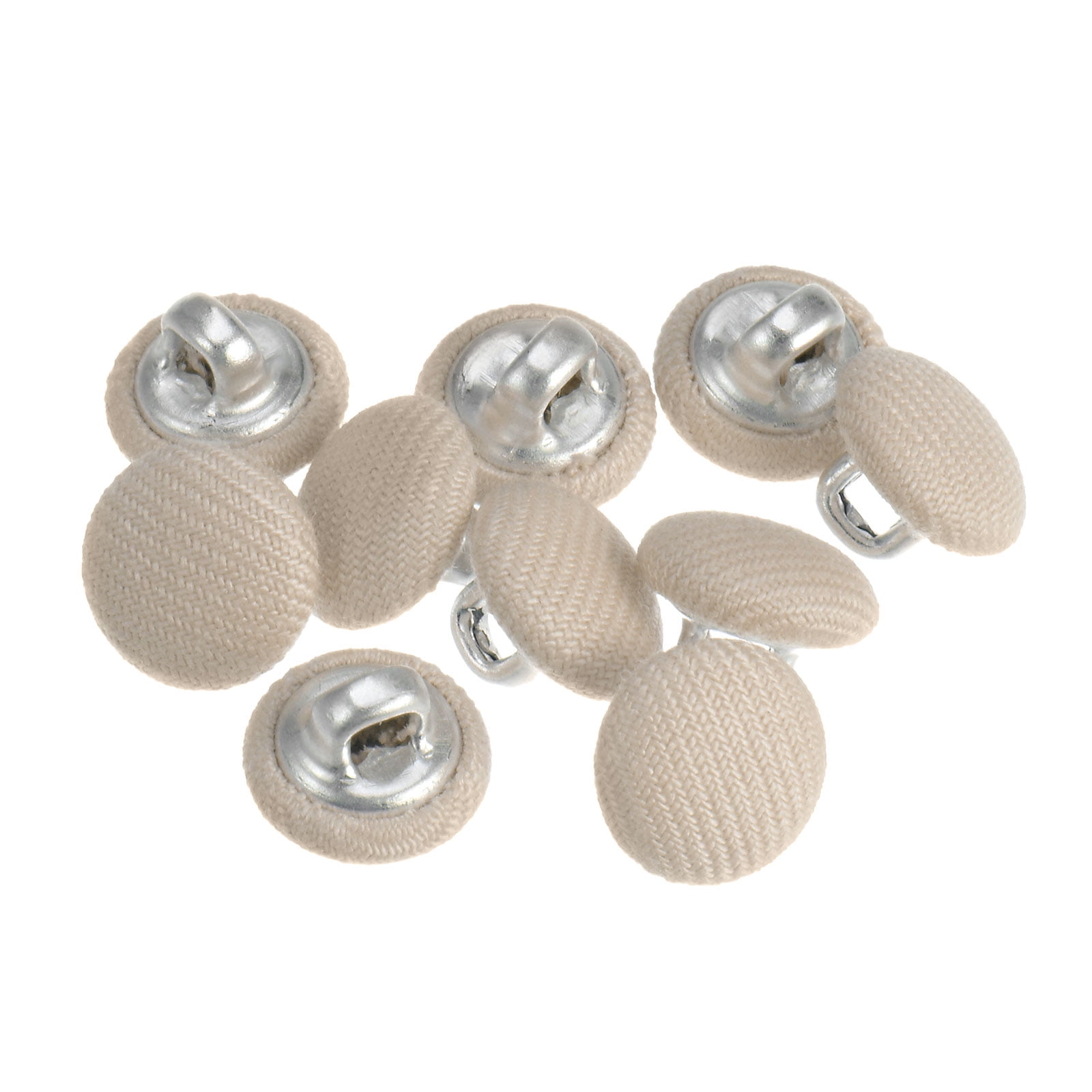 Uxcell 10pcs 16L Fabric Cloth Covered Button 10mm Metal Shank Round ...