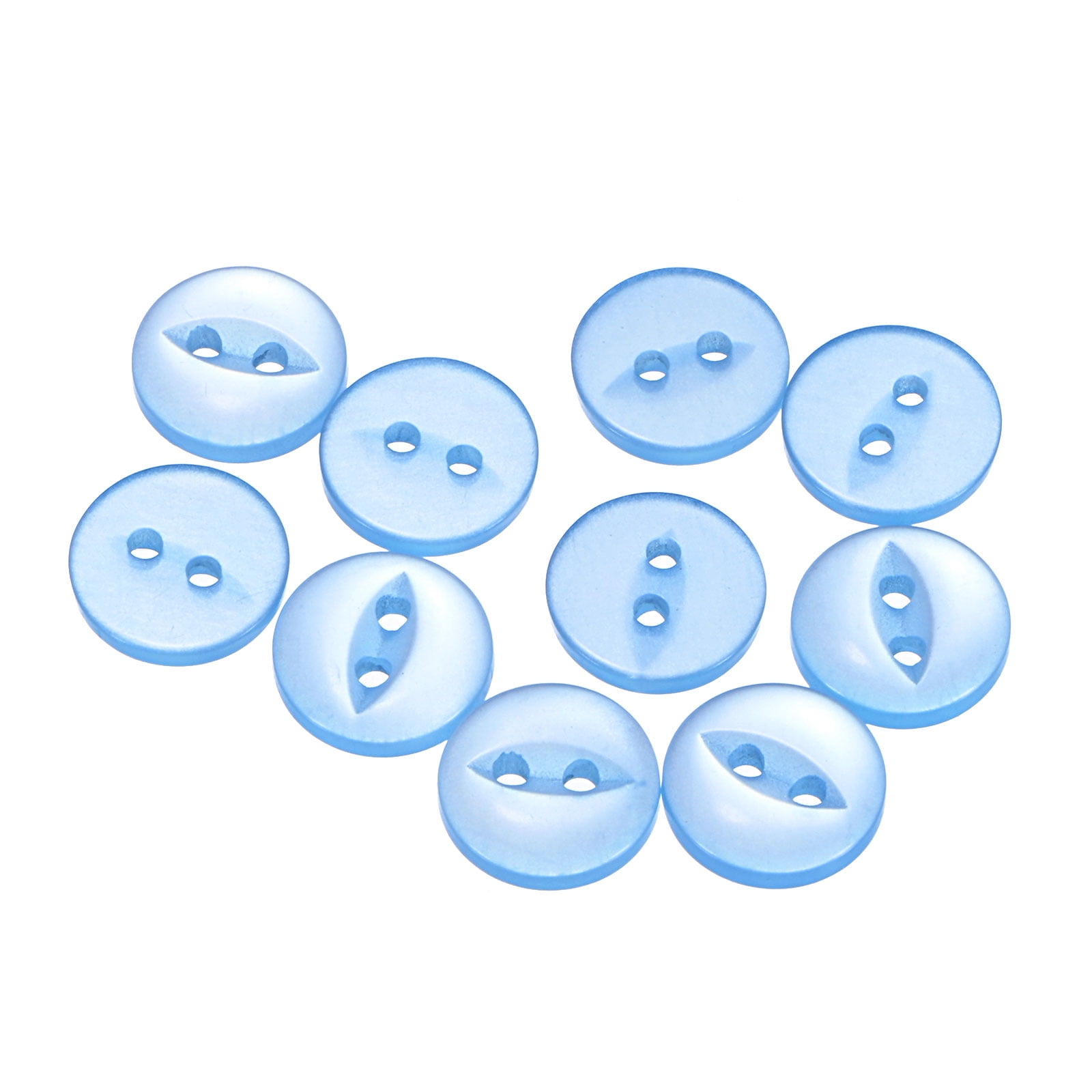 Uxcell 10pcs 16L Sky Blue Round Sewing Buttons 10mm 3/8" Resin 2-Hole ...