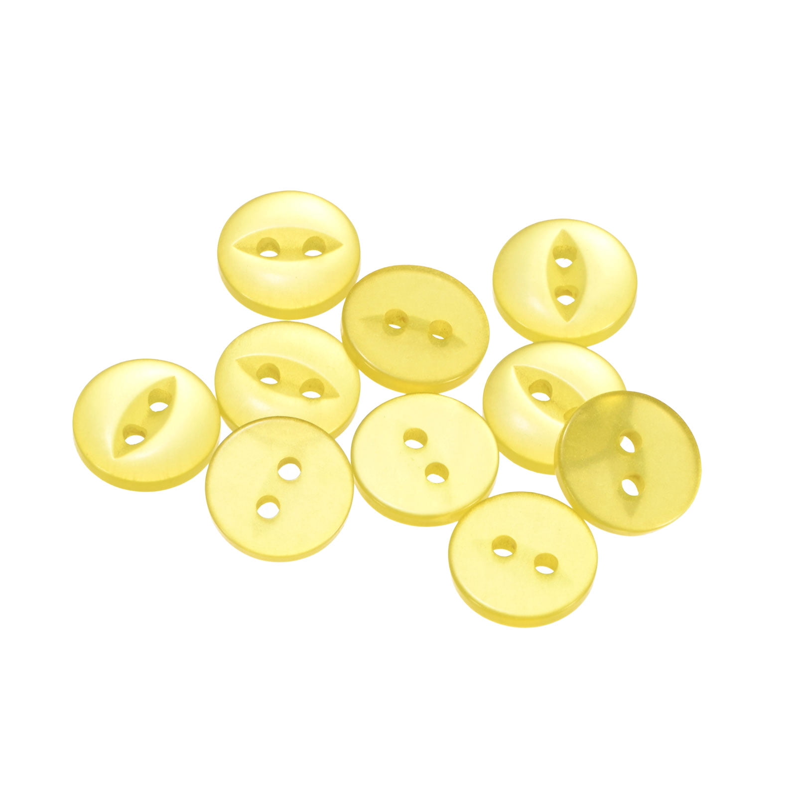 Uxcell 10pcs 16L Yellow Round Sewing Buttons 10mm 3/8" Resin 2-Hole ...