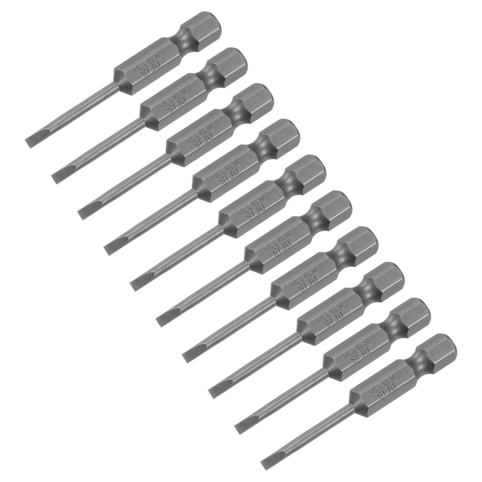 Uxcell 10pcs 2.5mm Slotted Head Screwdriver Bits 2" Length 1/4" Hex ...