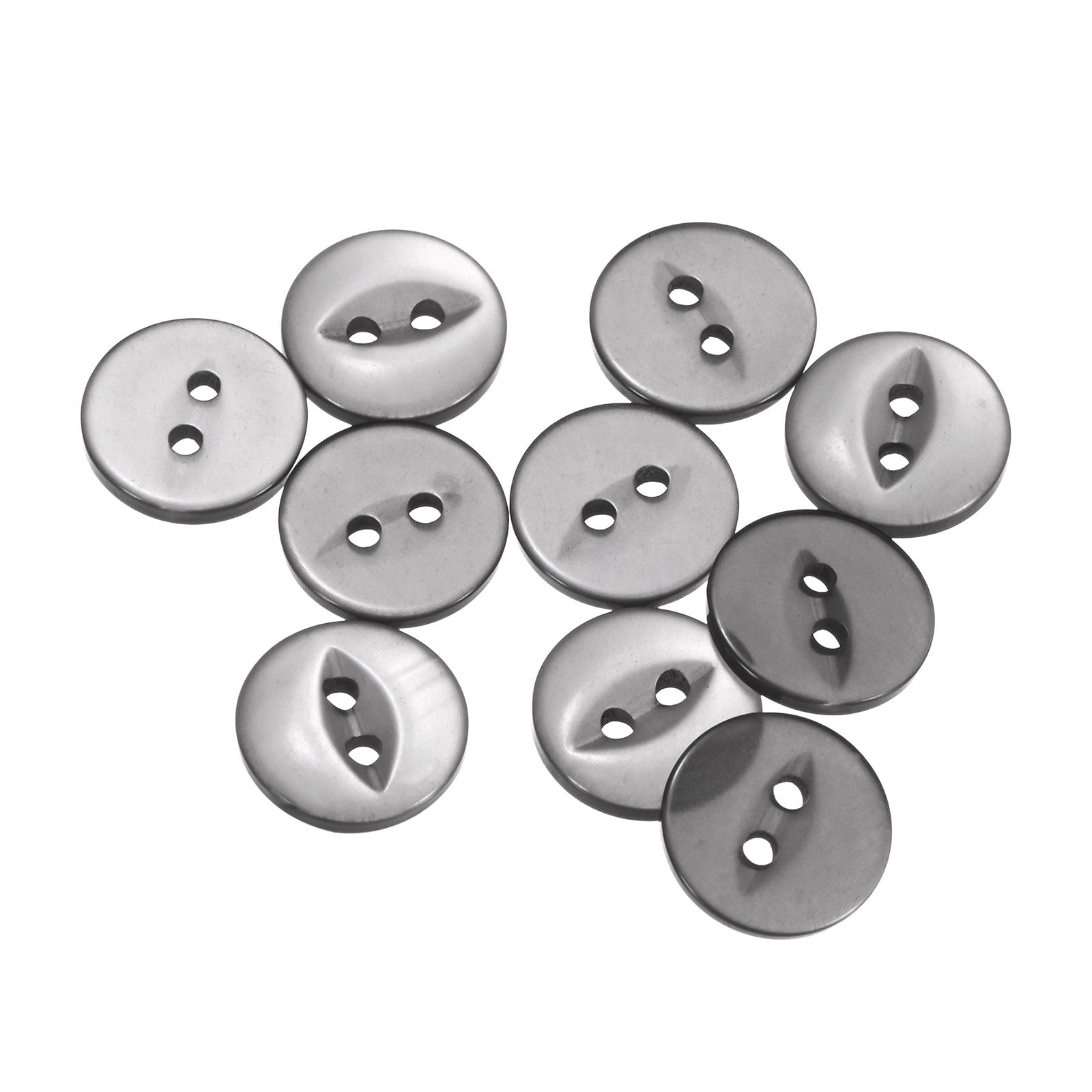 Uxcell 10pcs 20L Grey Round Sewing Buttons 12.5mm 1/2" Resin 2-Hole ...