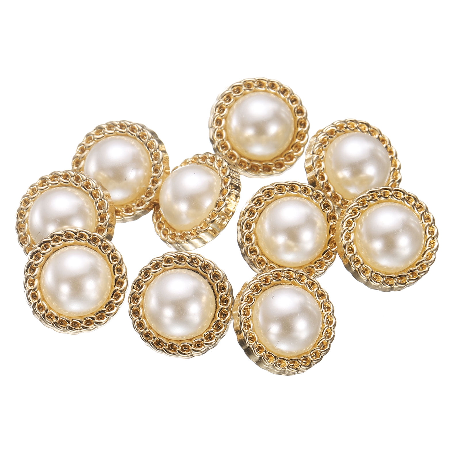 Uxcell 10pcs 20L Pearl Gold Metal Sewing Buttons 12.5mm 1/2" Round ...