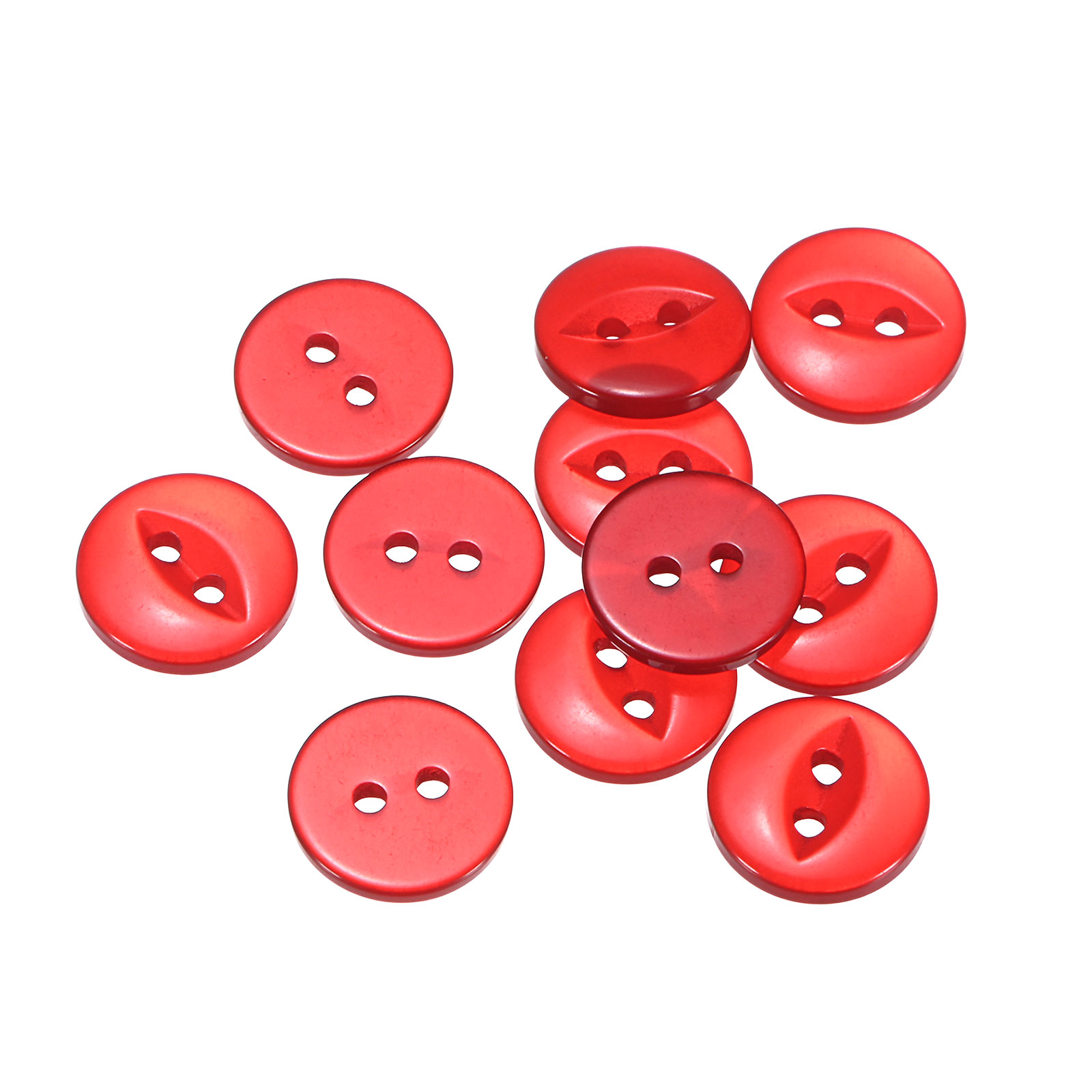 Uxcell 10pcs 20L Red Round Sewing Buttons 12.5mm 1/2" Resin 2-Hole Fish ...