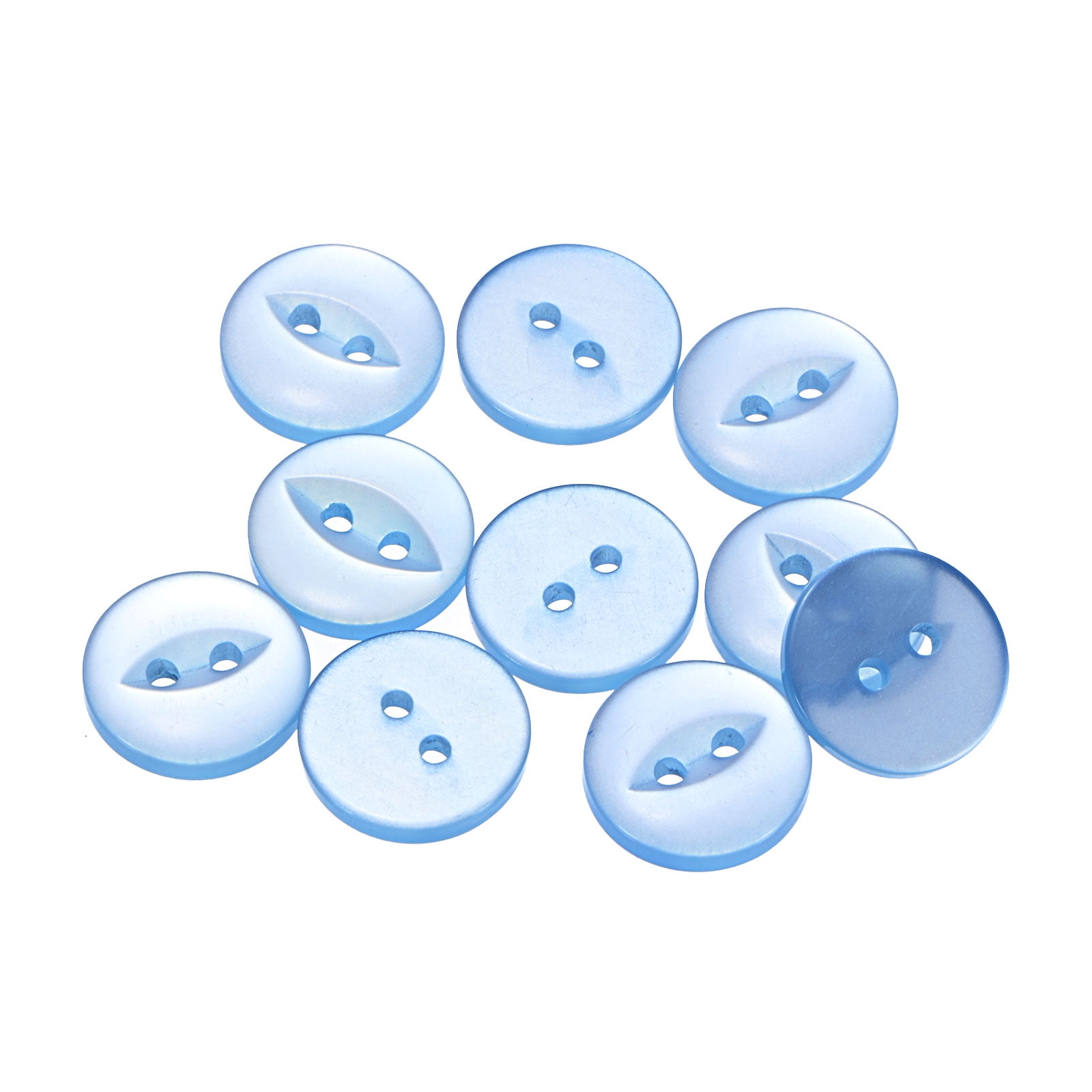 Uxcell 10pcs 24L Sky Blue Round Sewing Buttons 15mm 5/8" Resin 2-Hole ...