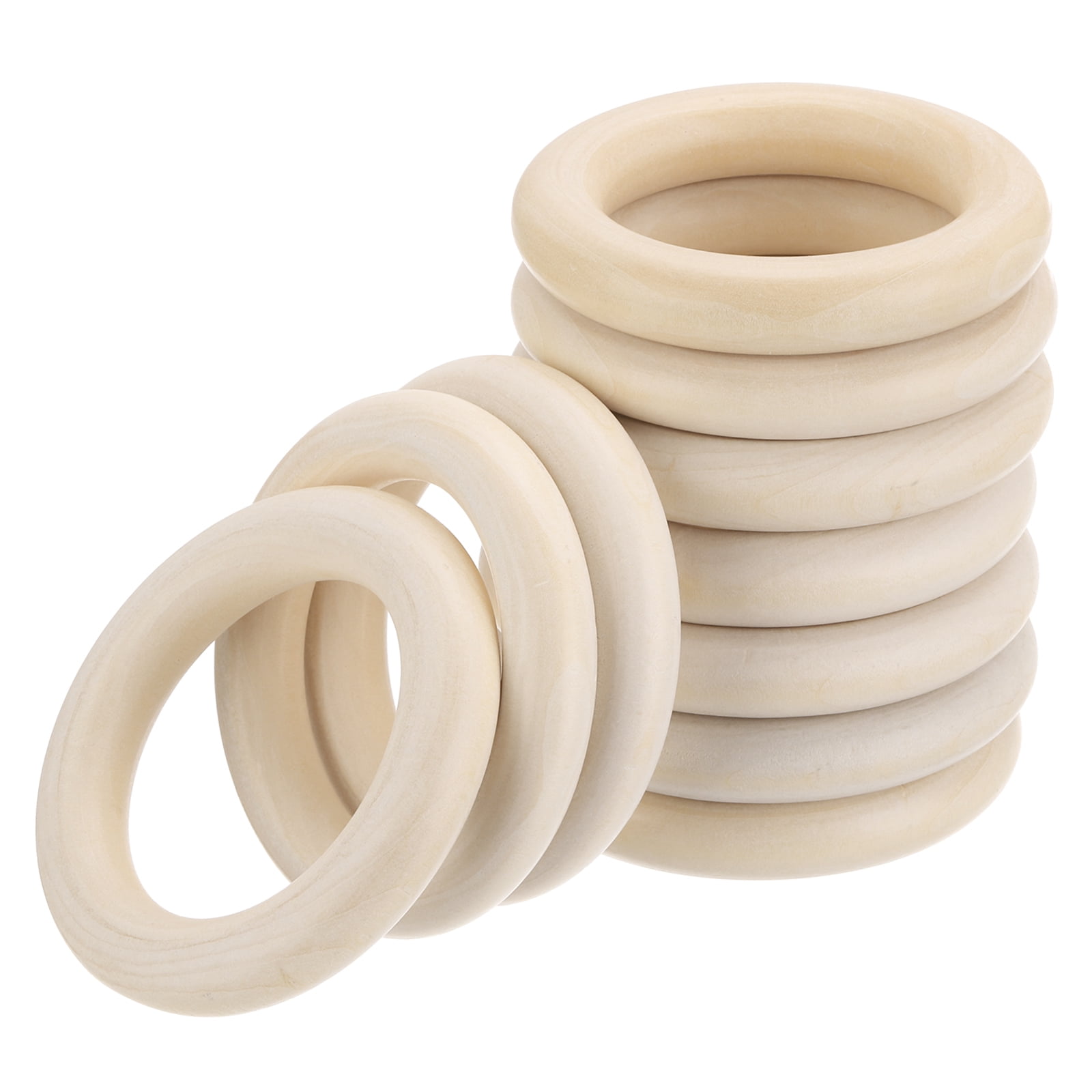 Uxcell Unfinished Wooden Rings Smooth Natural Woods Macrame Rings for ...