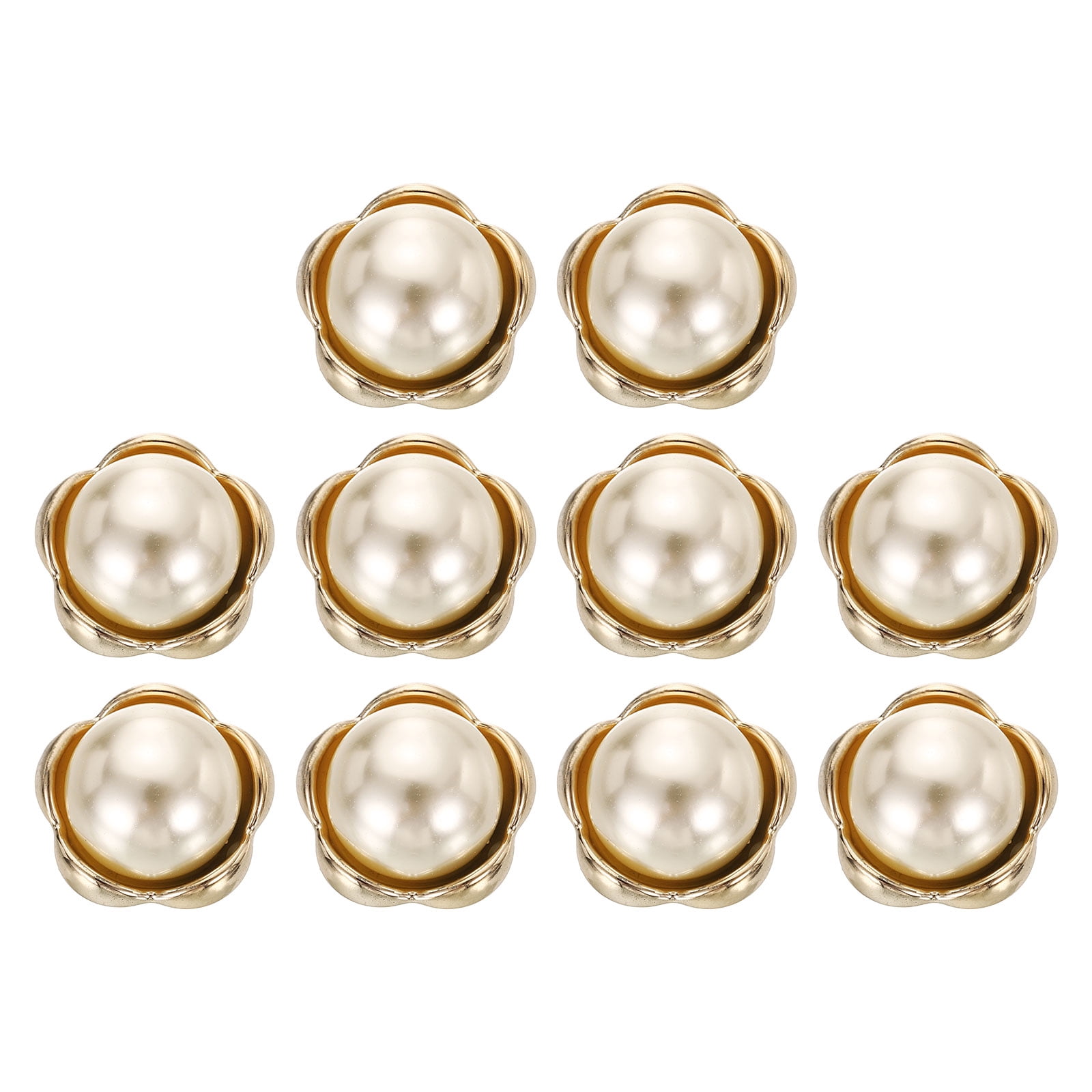 Uxcell 10pcs 32L Gold Faux Pearl Buttons 20mm 4/5" Plastic Round Sewing ...