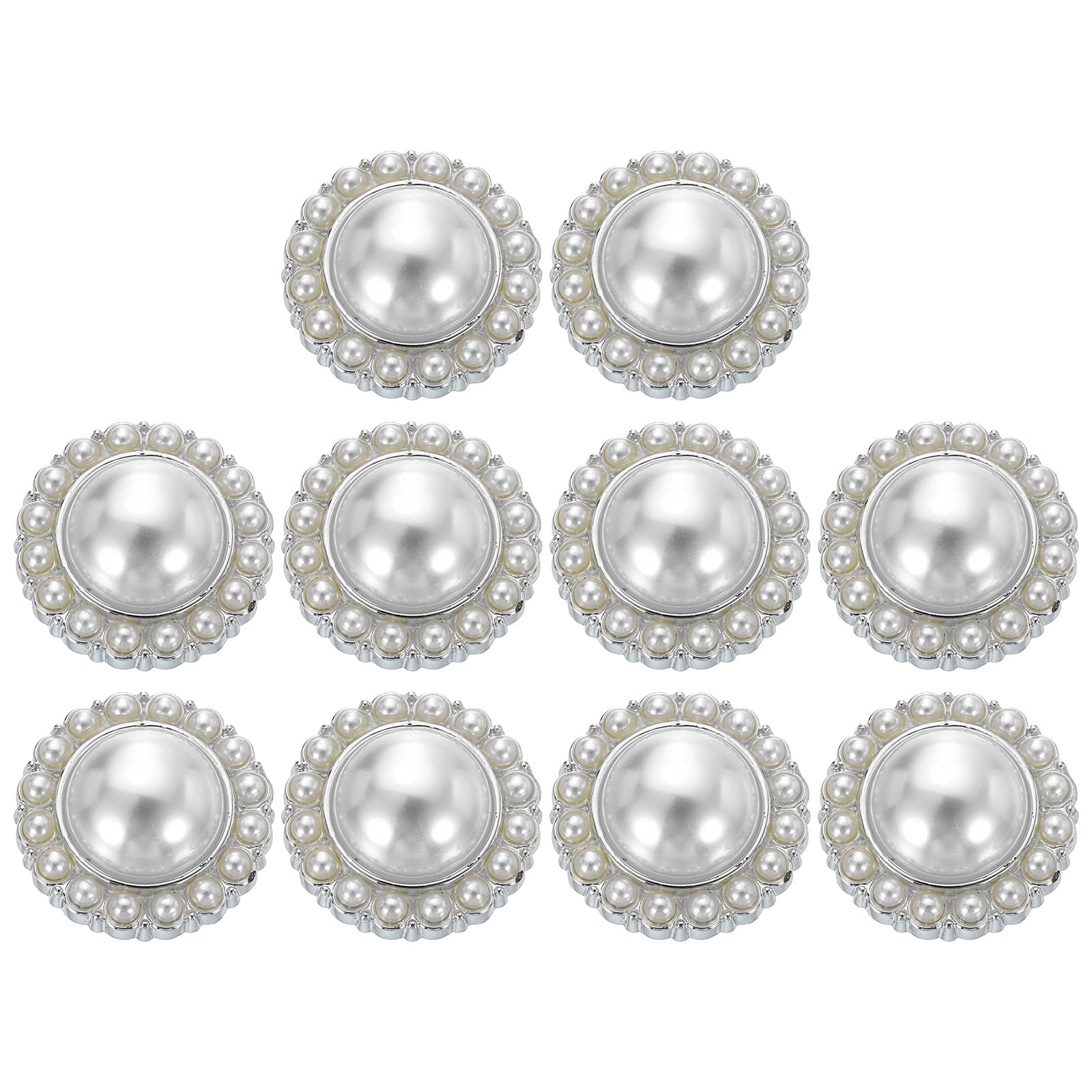 Uxcell 10pcs 35L Silver Faux Pearl Buttons 22mm 7/8" Plastic Round ...