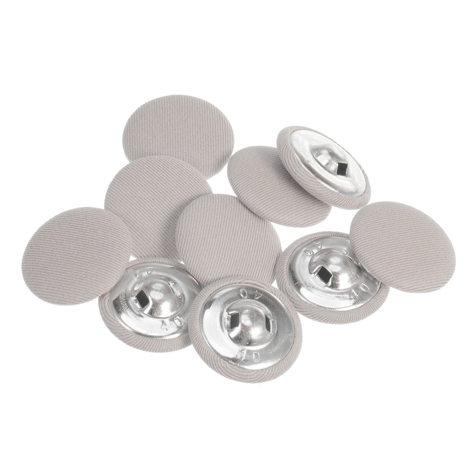 Uxcell 10pcs 40L Fabric Cloth Covered Button 25mm Metal Shank Round ...