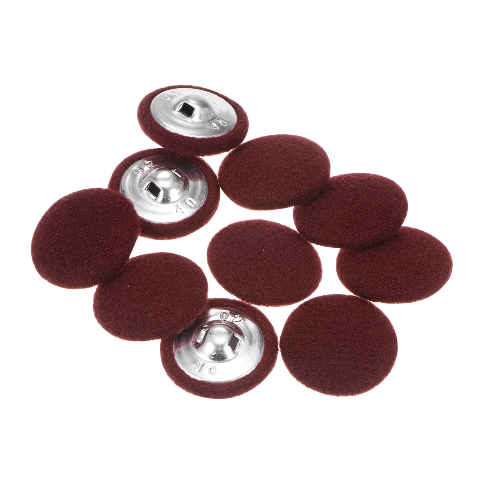 Uxcell 10pcs 40L Fabric Cloth Covered Button 25mm Round Holes Metal ...
