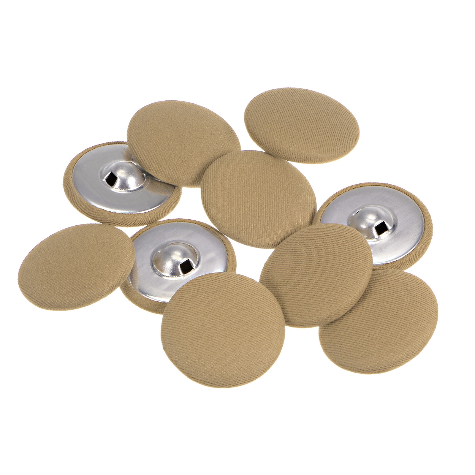 Uxcell 10pcs 48L Fabric Cloth Covered Button 30mm Metal Shank Round ...