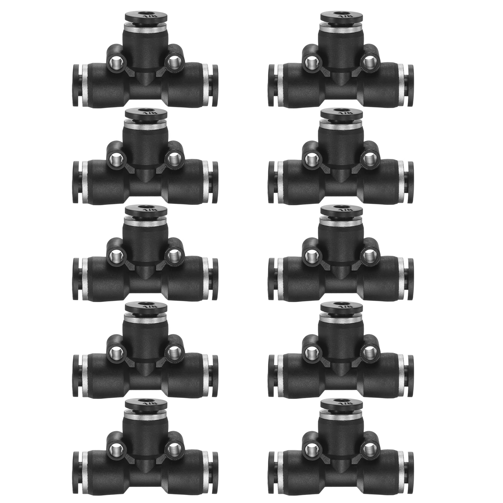 Uxcell 10pcs Air Line FittinG 1/8" Push to Connect Branch Tee Pneumatic Quick Union for Water ...