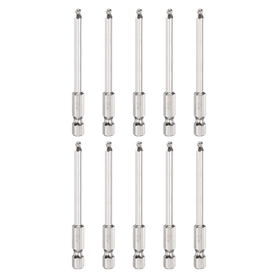 Uxcell 10pcs Ball End Hex Screwdriver Bit H3 Head 1/4" Hex Shank 3 ...