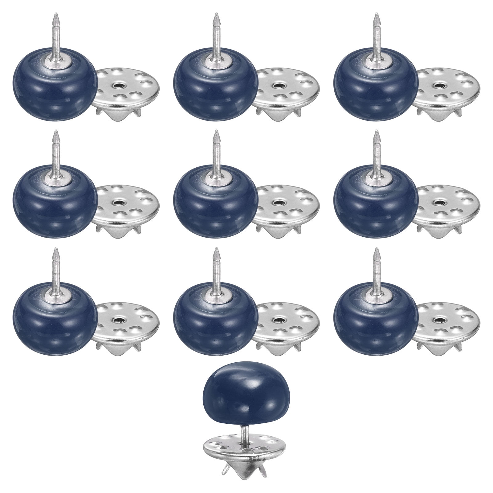 Uxcell 10pcs Blue No Sew Pearl Buttons 12mm Cover Up Pins Removable ...