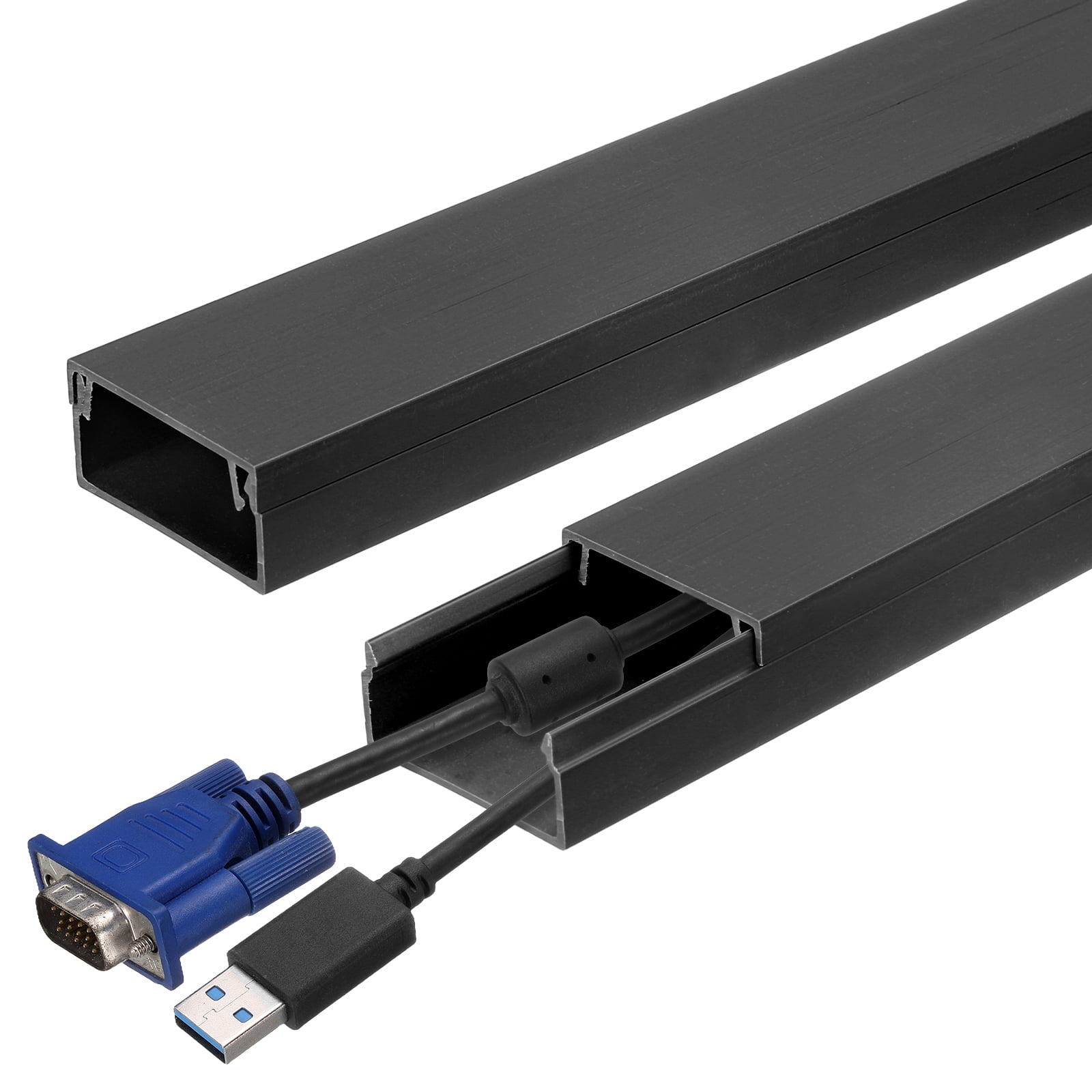 Uxcell 10pcs Cord Hider Wall 15inx1.18inx0.6in PVC Cable Cover Self ...