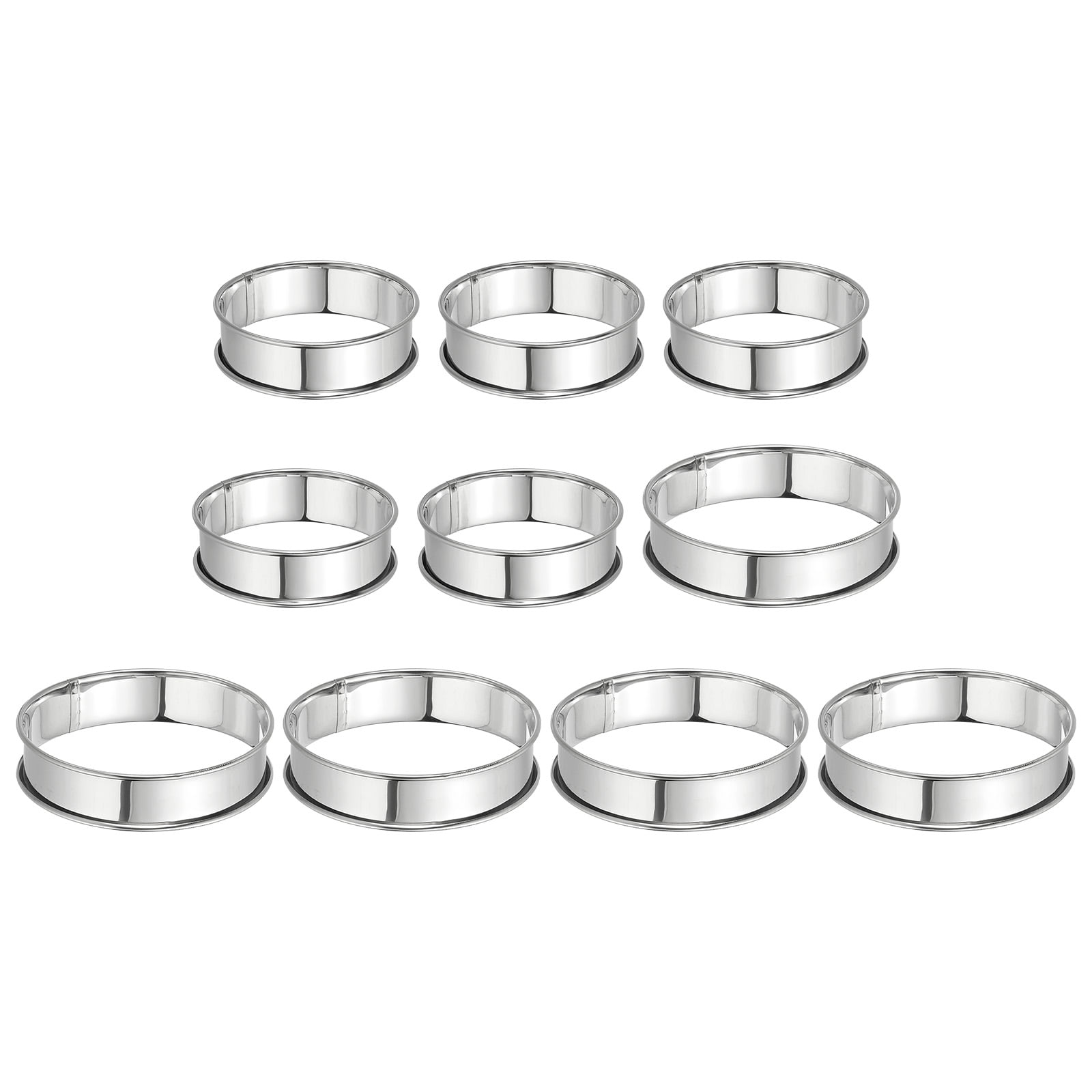 Uxcell 10pcs Crumpet Rings 3.15" 3.94" Nonstick Double Rolled Round ...