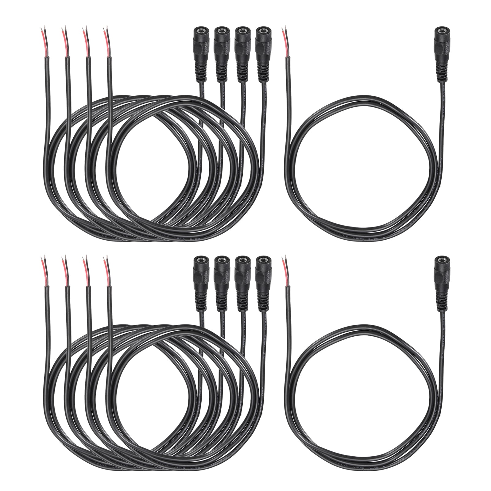Uxcell 10pcs DC Power Pigtails Cable, 3.5mm x 1.35mm Female Barrel Plug ...