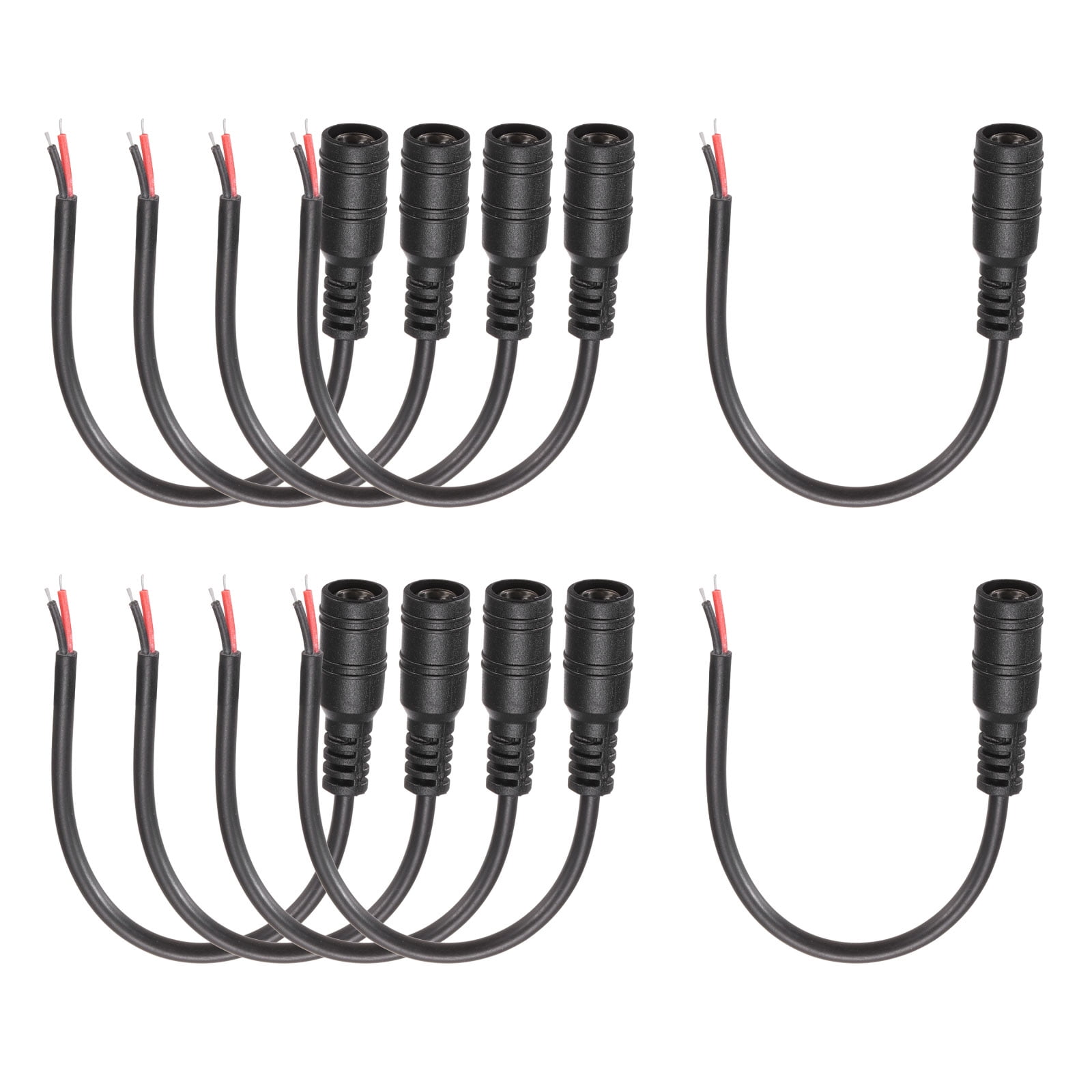 Uxcell 10pcs DC Power Pigtails Cable, 5.5 x 2.1mm Female Barrel Plug ...
