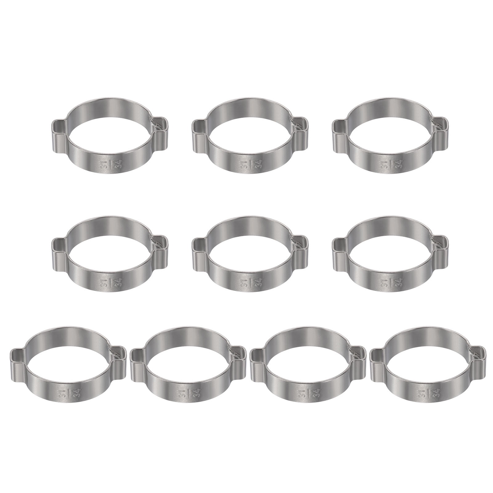 Uxcell 10pcs Double Ear Hose Clamp 31-34 mm 304 Stainless Steel Hose ...